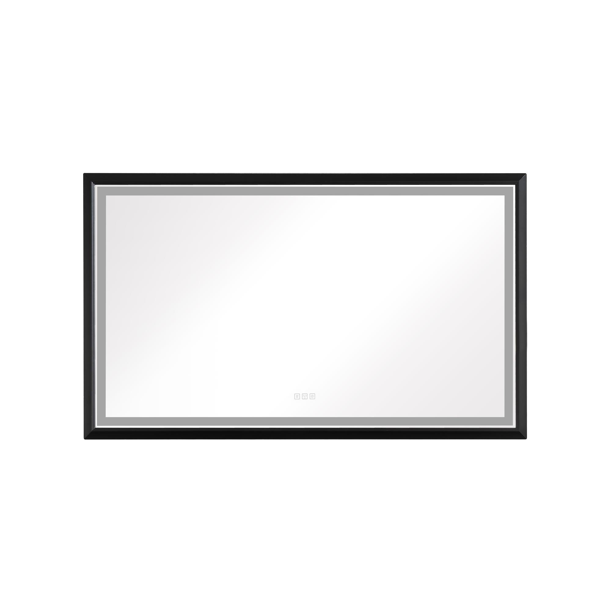 Orren Ellis Oversized Rectangular Black Framed LED Mirror Anti-Fog ...