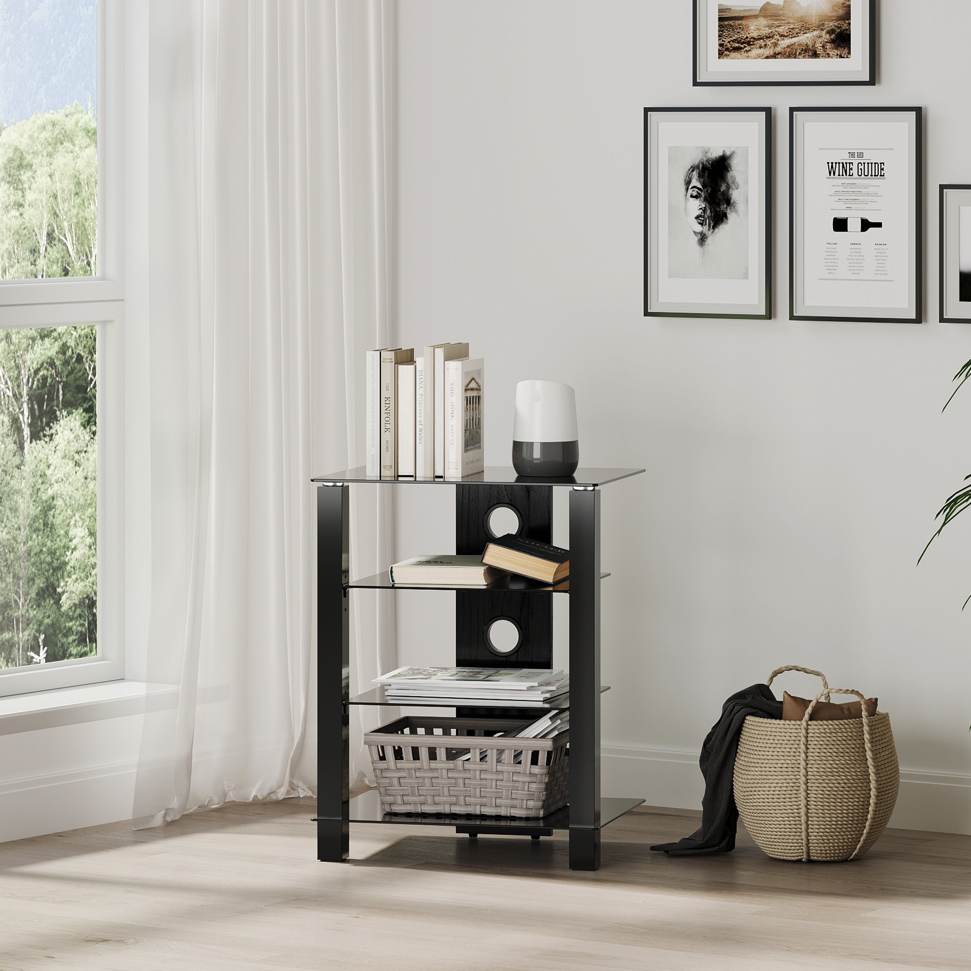 Latitude Run® 4-Tier AV Media Stand Component Tower Audio Rack ...