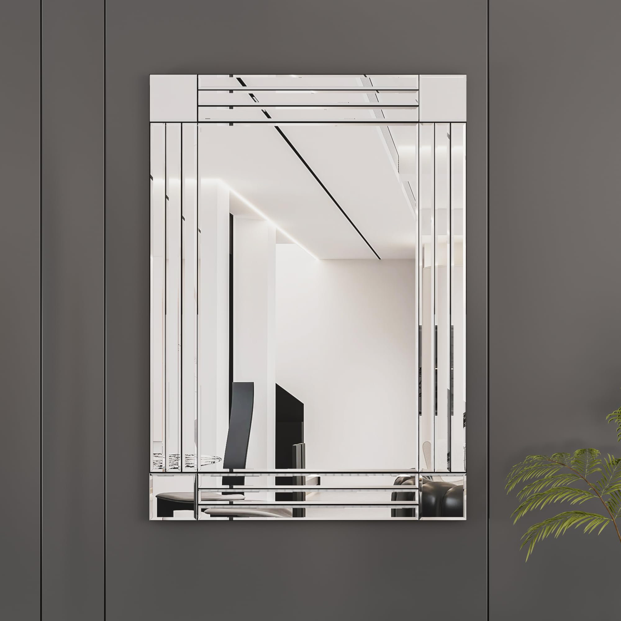 Ebern Designs Decorative Wall Mirrors, Modern Silver Rectangular Wall ...