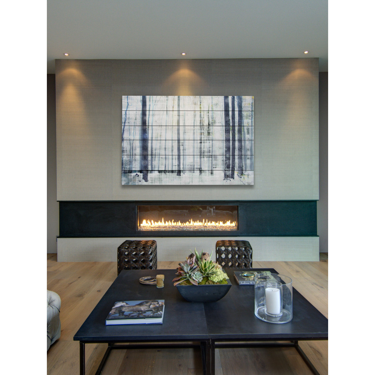 Parvez Taj 'Winter Trees' by Parvez Taj - Painting Print on White Wood ...