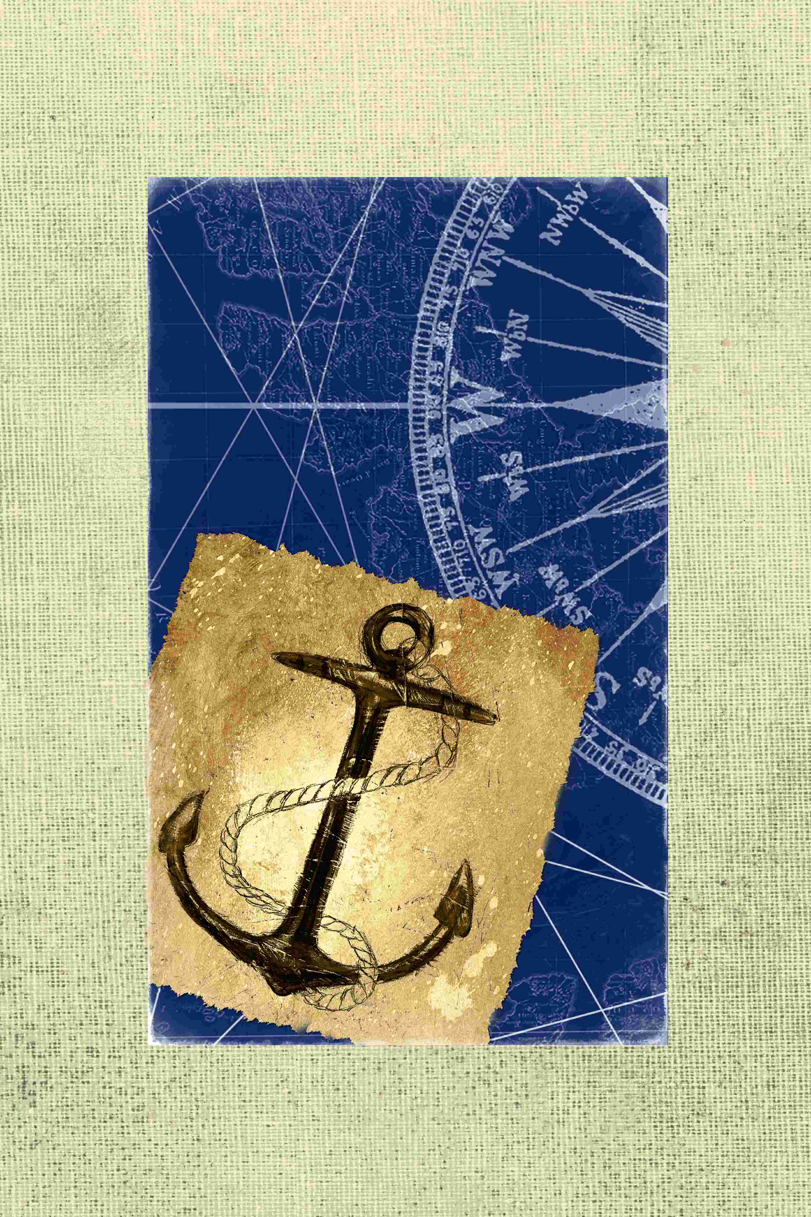 Breakwater Bay Blue Anchor Map Mat - Wrapped Canvas Print | Wayfair