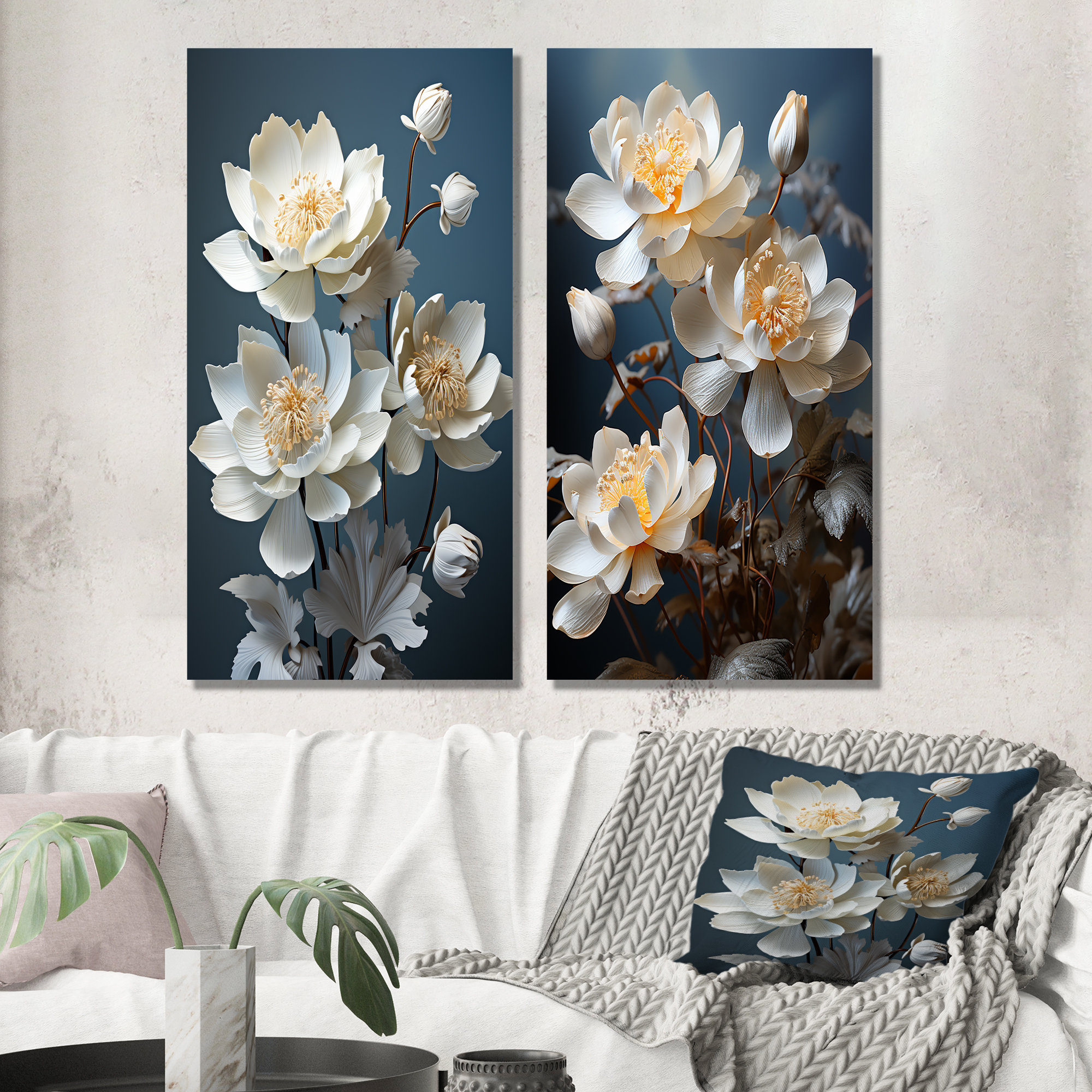 Bungalow Rose Lotus Bliss Unveiled - Lotus Wall Art Living Room Set Of ...