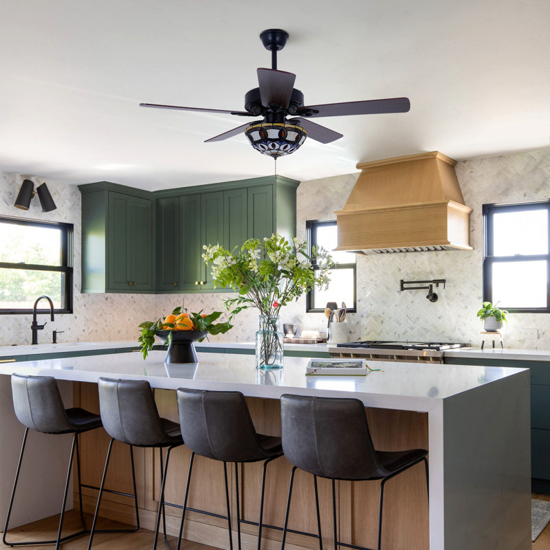 Fleur De Lis Living 5-Blade Remote Controlled Ceiling Fan Tiffany ...