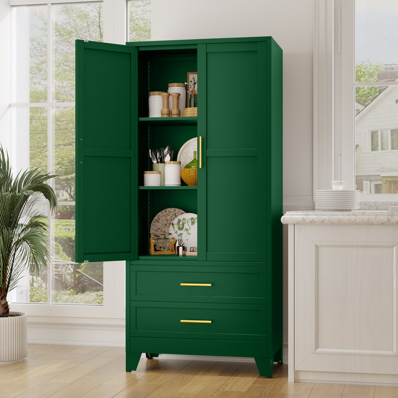 Winston Porter Steel Modern Freestanding Kitchen Tall Pantry Storage ...