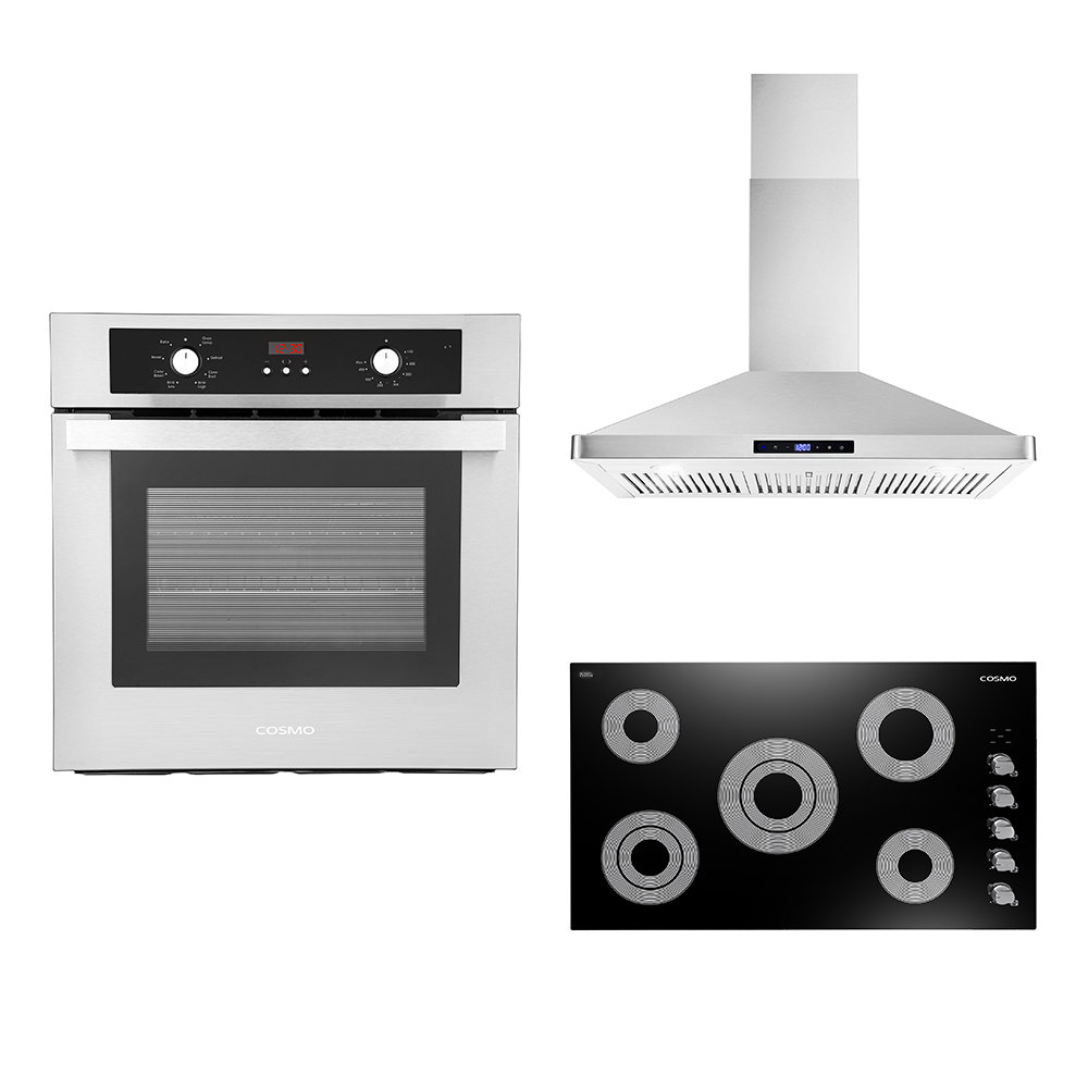Cosmo 3 Piece Kitchen Package with 36" Electric Cooktop & Wall Oven ...