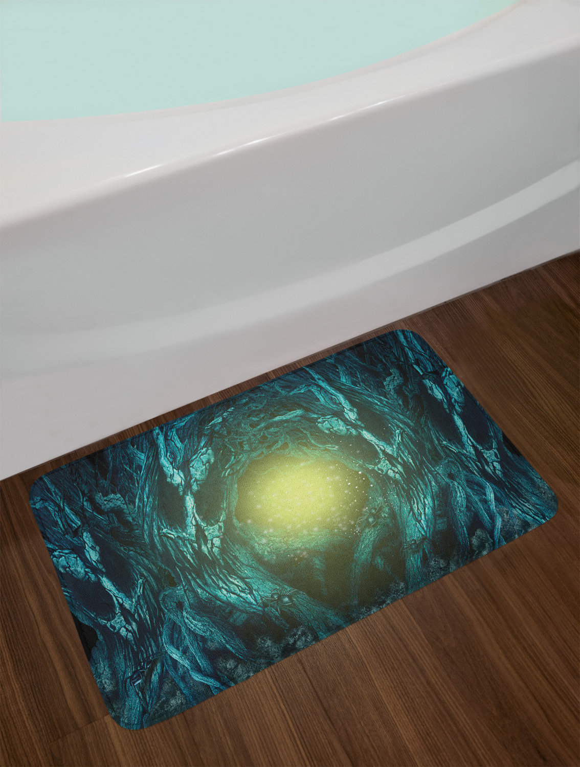 East Urban Home Haunted Forest with a Beam in the Center Bath Rug | Wayfair