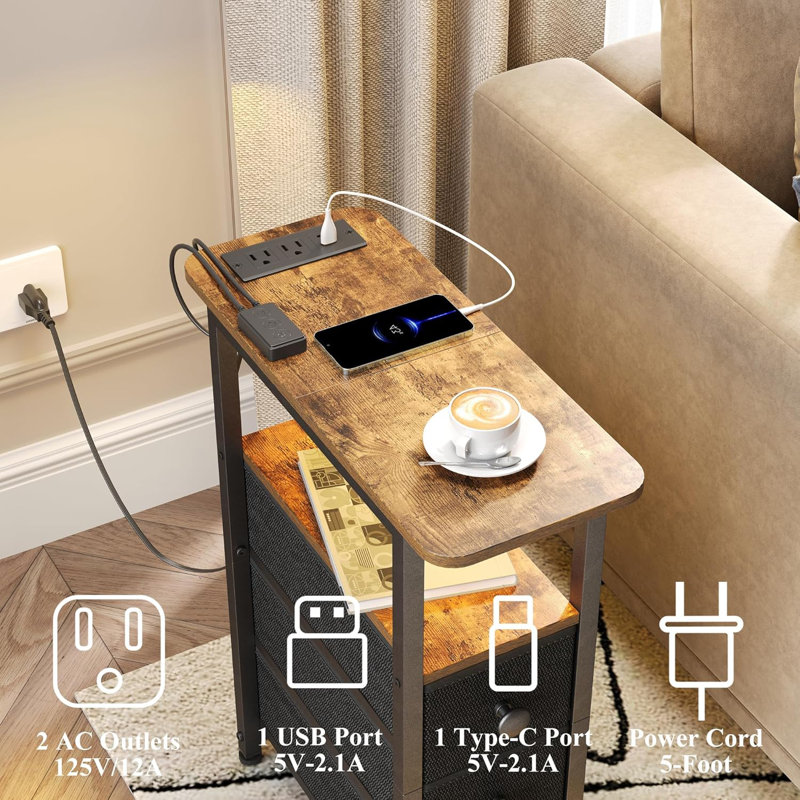 end table with usb plug