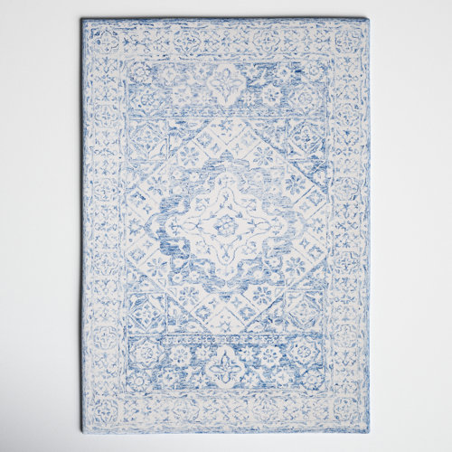 Clarktown Hand Tufted Wool Pale Blue/Ivory Rug & Reviews | Birch Lane