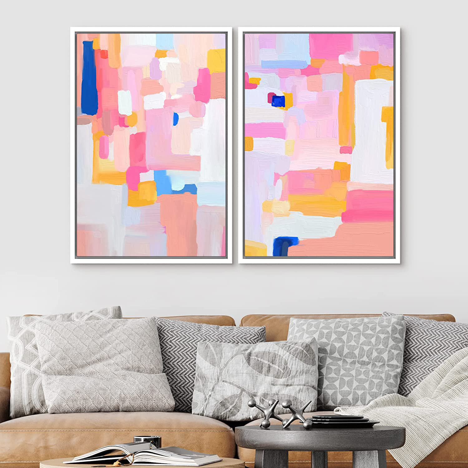 SIGNLEADER Colorful Brushstrokes Bright Pink Abstract Shapes Preppy ...