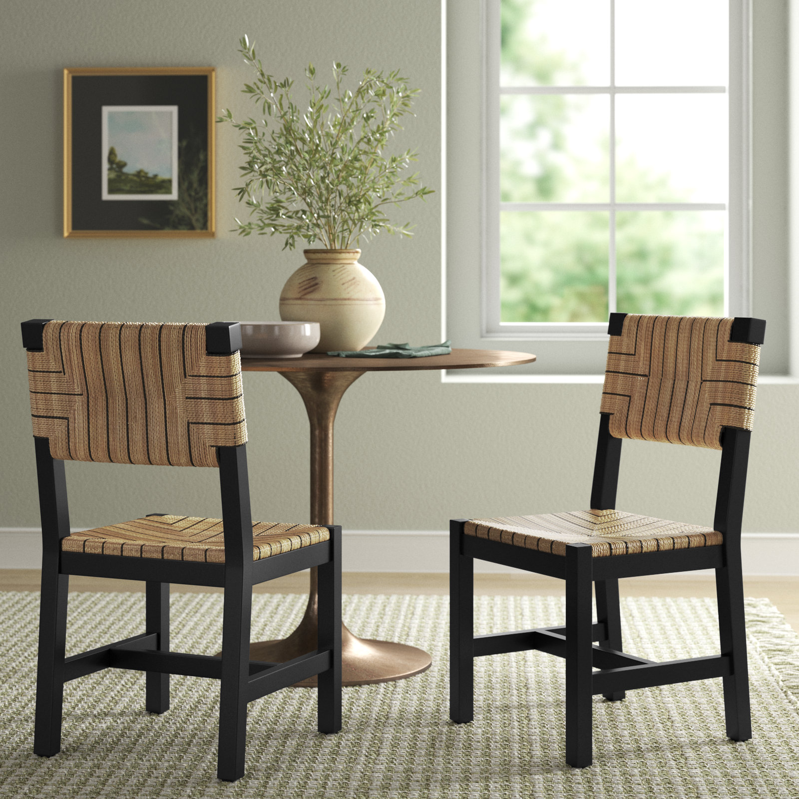 Rowena Interiors Willowbrook Mahogany Wood & Natural Woven Seagrass ...