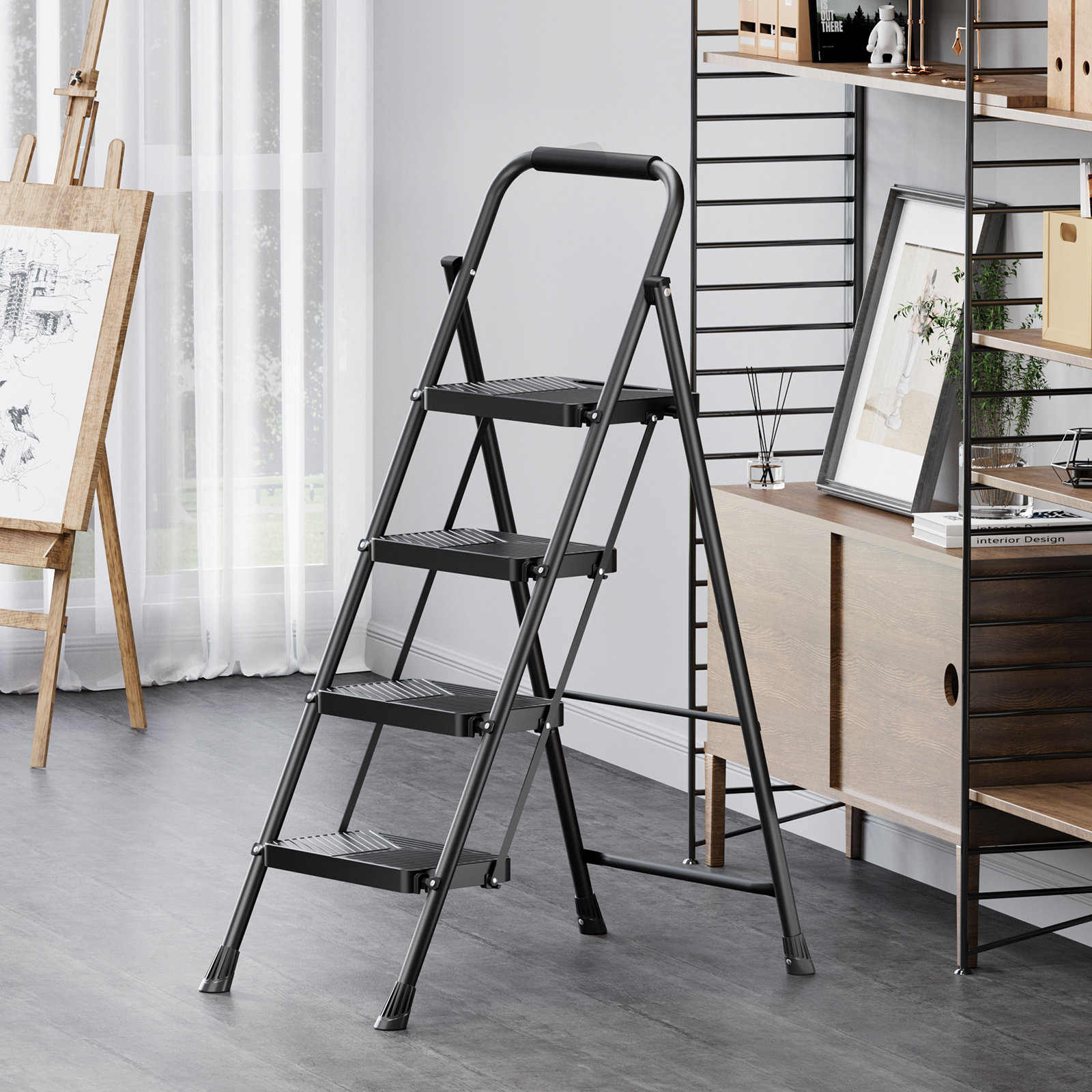 WFX Utility™ 4 Step Ladder,Folding Step Stool with Safe-Lock Design ...