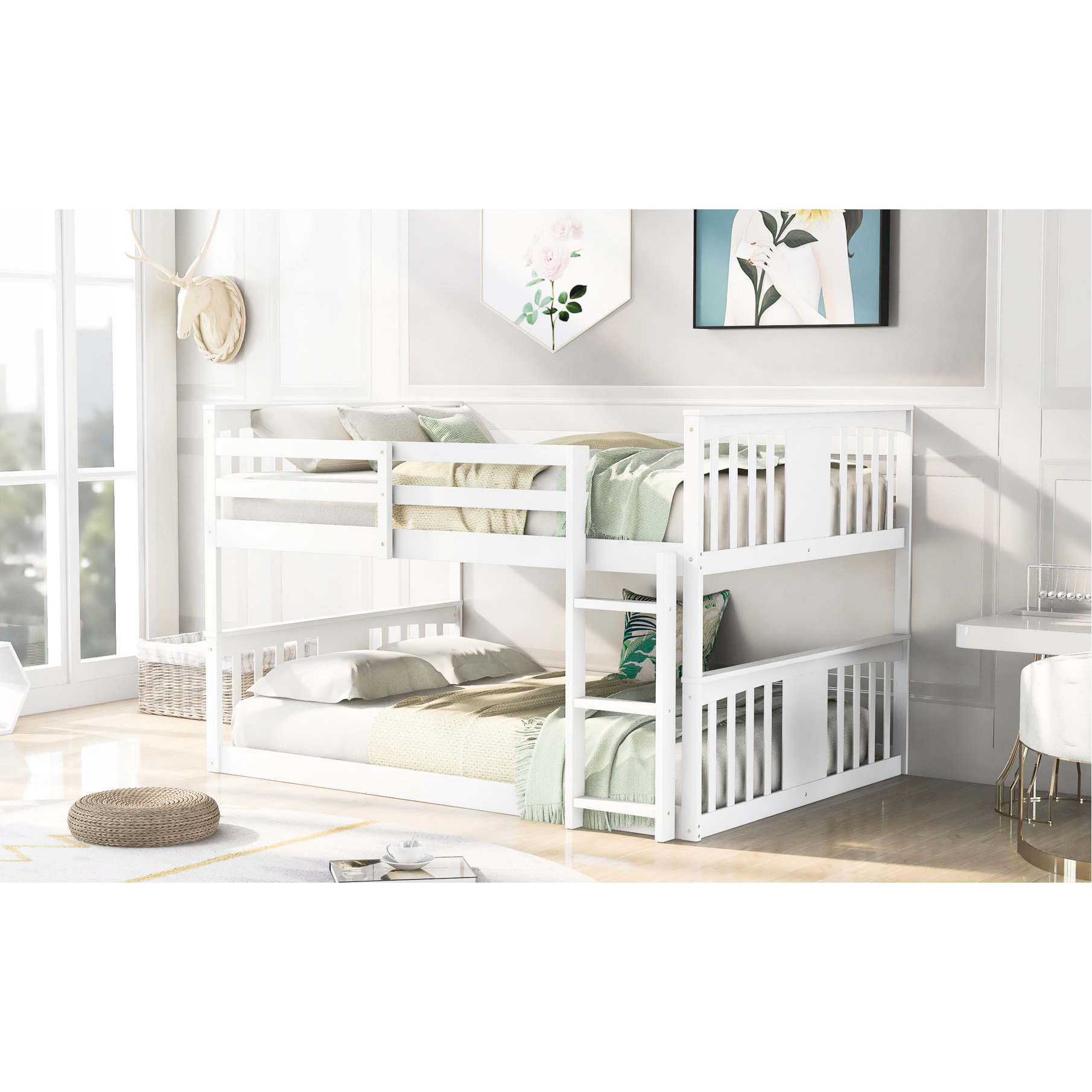 Latitude Run® Full Over Bunk Bed In Grey - Enhances Bedroom Space With ...