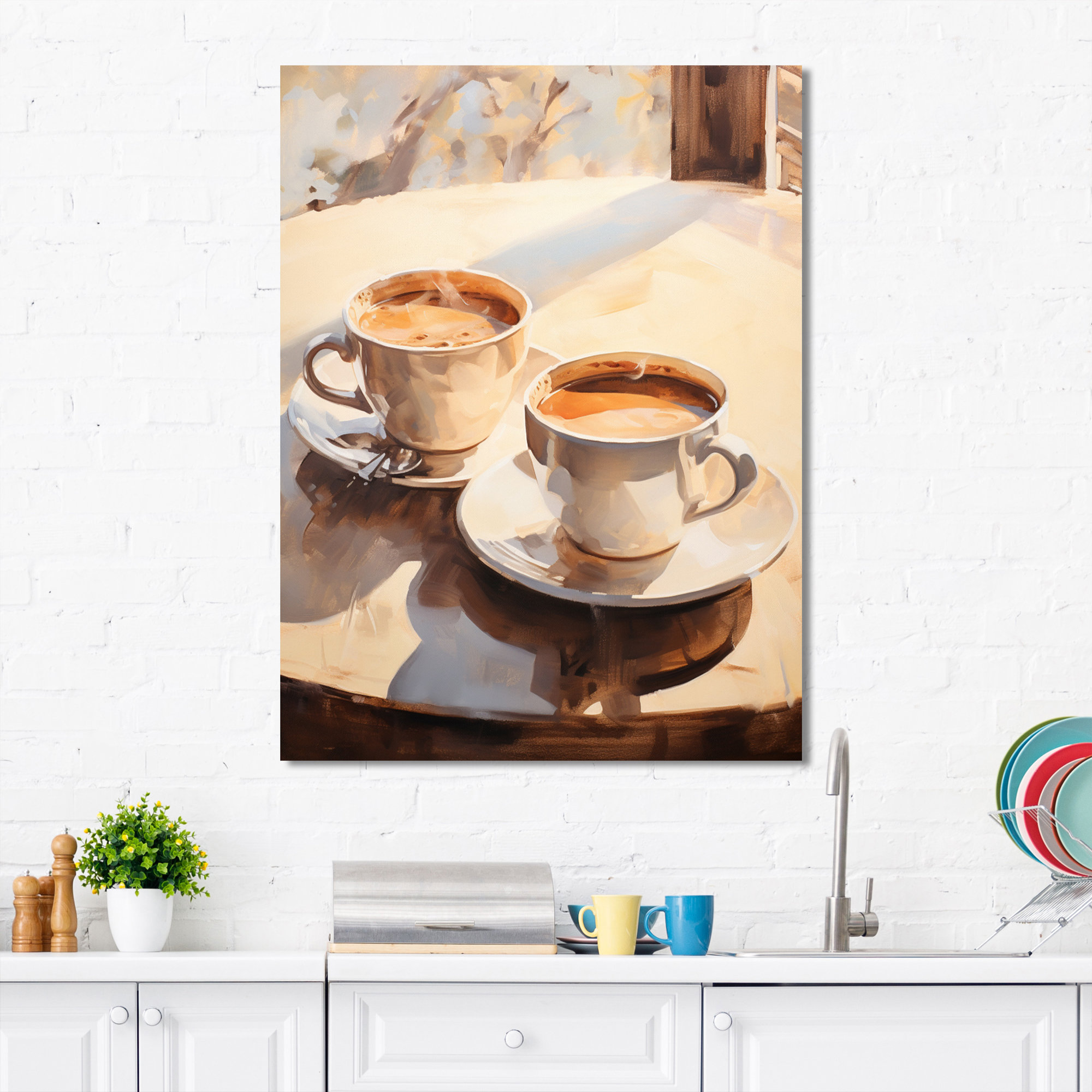 Red Barrel Studio® Ijlal Food Coffee Tea III - Coffee Canvas Art Tea Wall Art Print | Wayfair