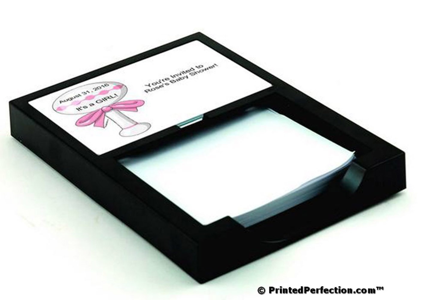 Printed Perfection Personalized Baby Rattle - Pink Memo Holder with 100 ...