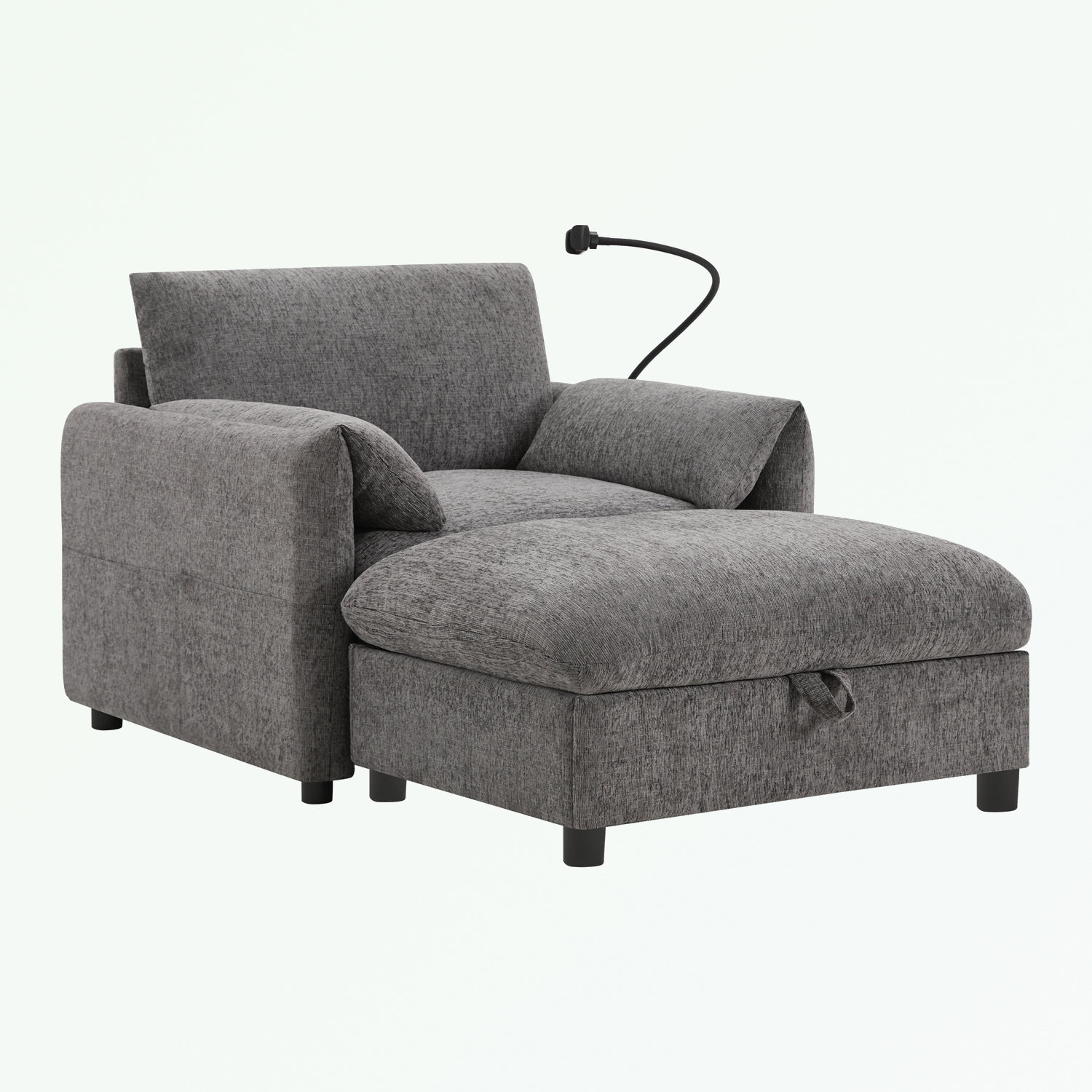 Dakota Fields Single Sofa with Storage Ottoman, Adjustable Phone Holder ...
