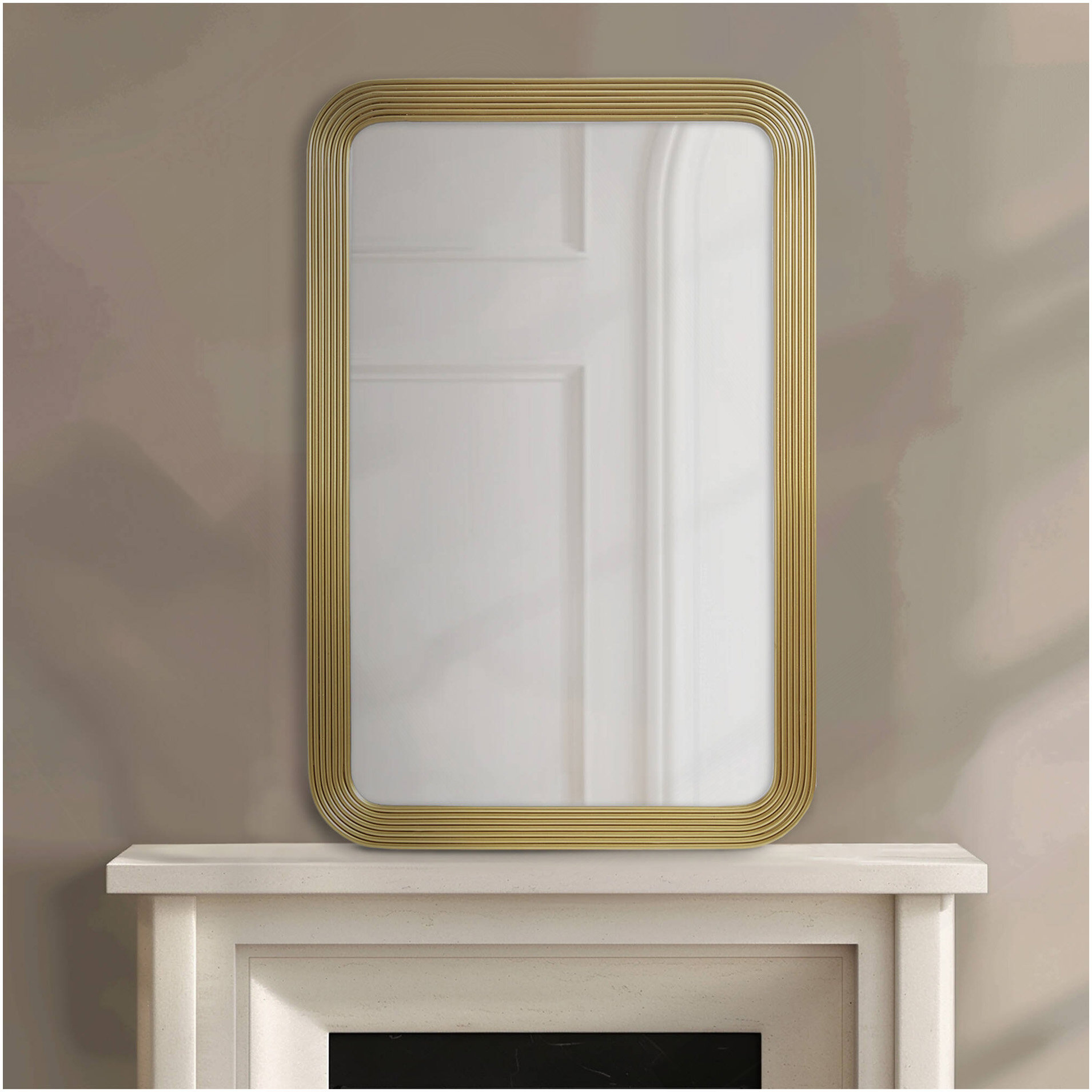 Mercer41 Rounded Rectangle Fluted Wall Mirror Gold See Below | Wayfair