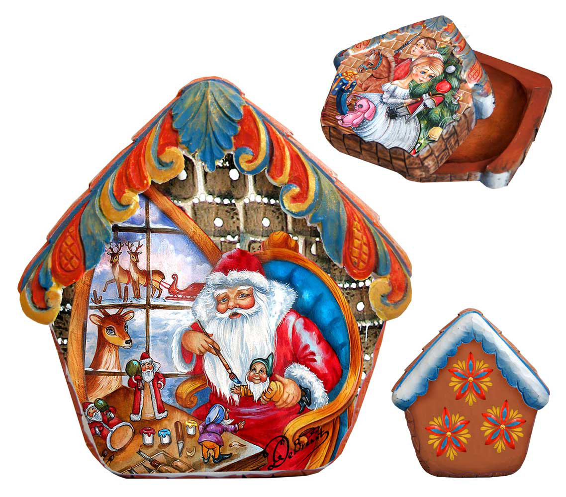 The Holiday Aisle® Fifield Christmas Workshop House Box Derevo ...