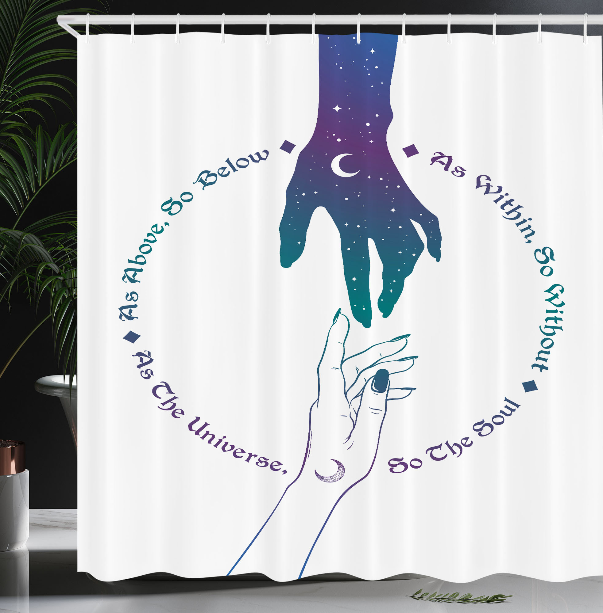 East Urban Home Geometry Shower Curtain Messages Blue Violet and Teal ...