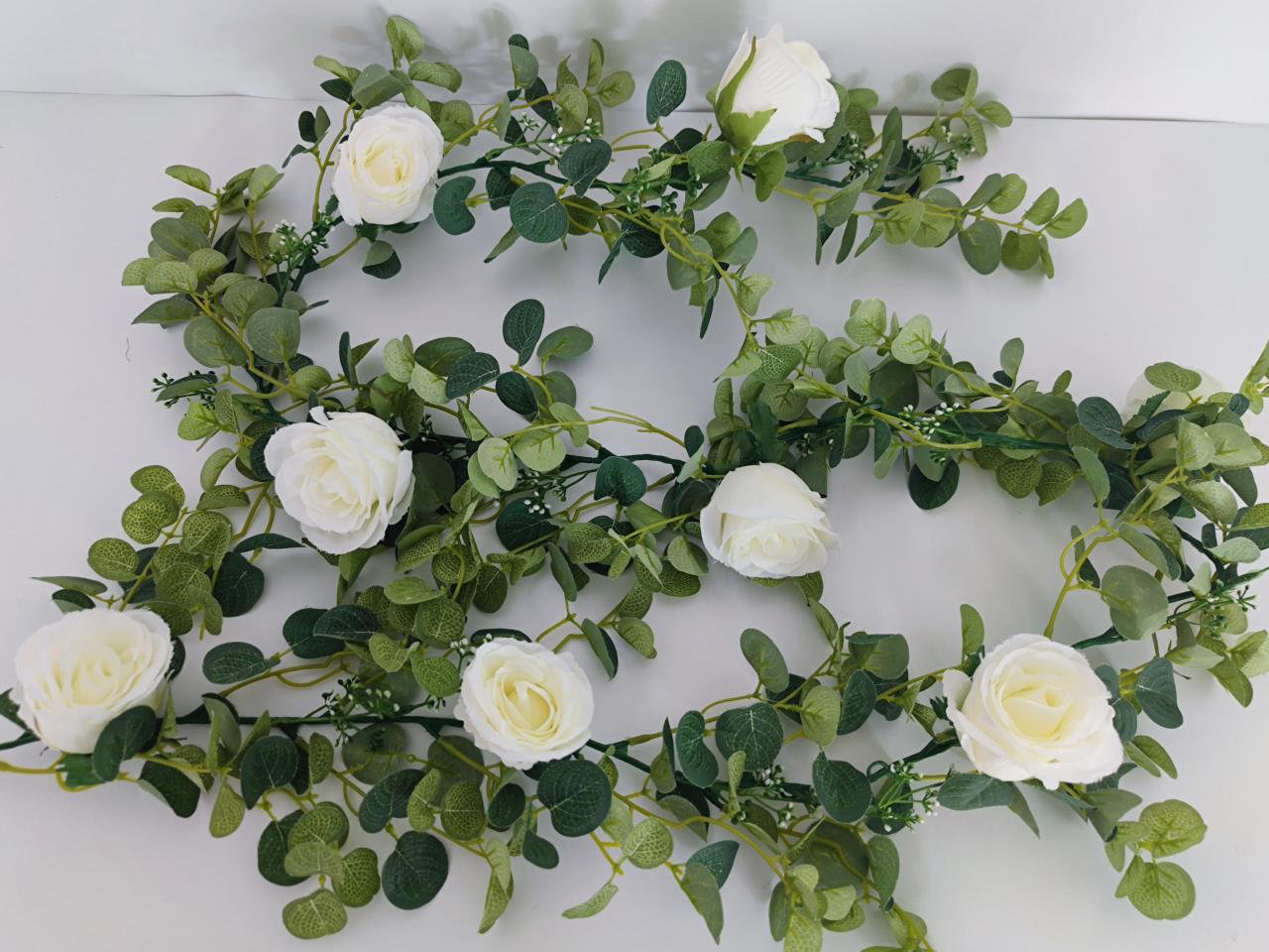 Le Prise™ Ansuma 72-inch Artificial Lighted White Rose Garland Decor ...