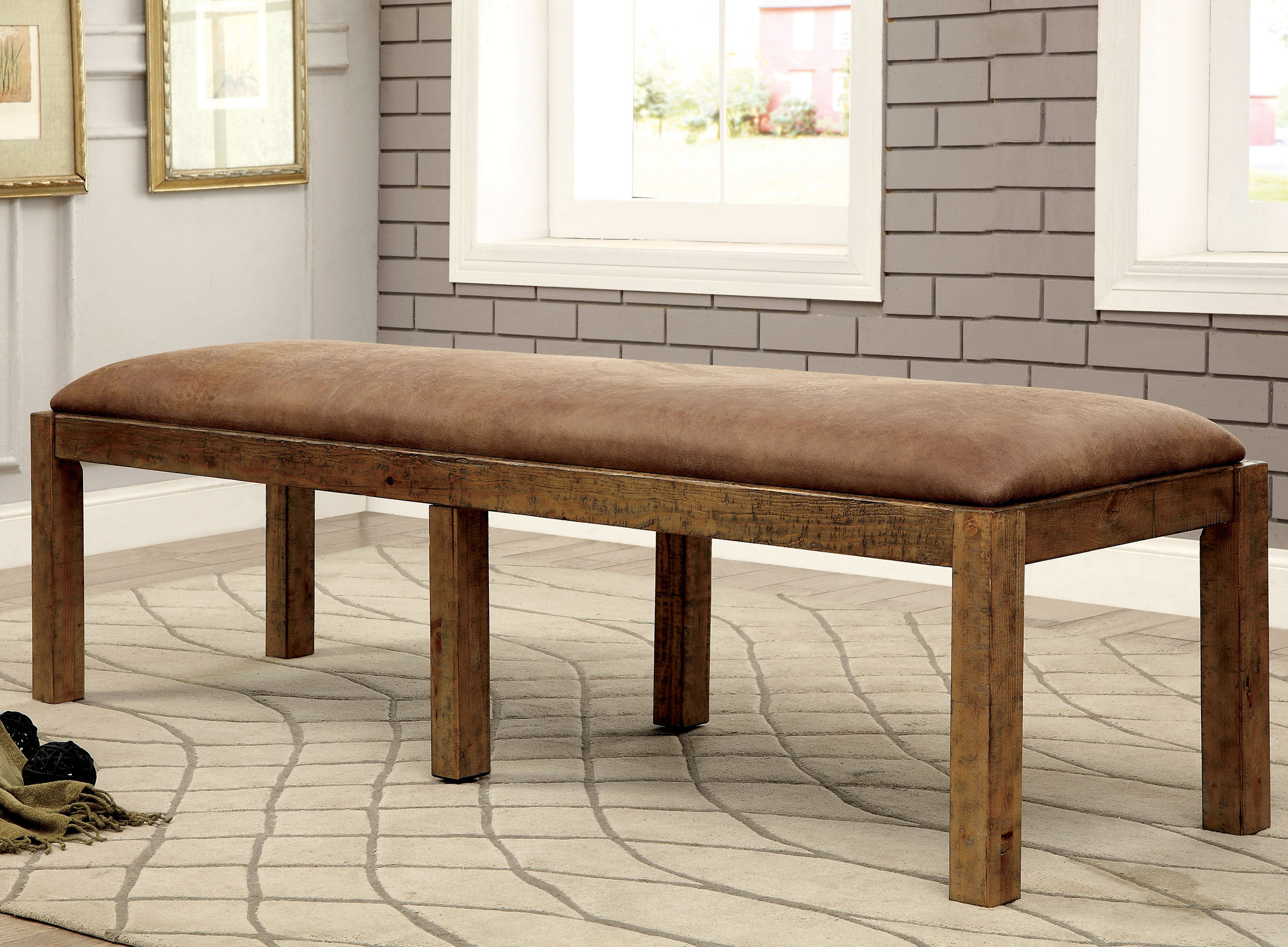 Rustic upholstered bench store