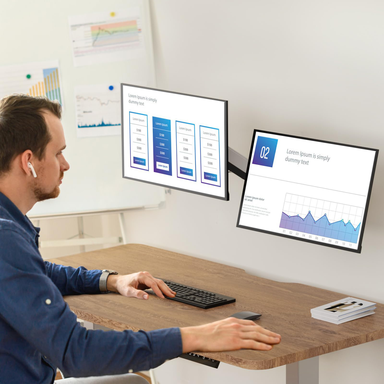 MASTER CRAFT WINDOW AND DOOR Dual Monitor Wall Mount For 13 To 32 Inch ...