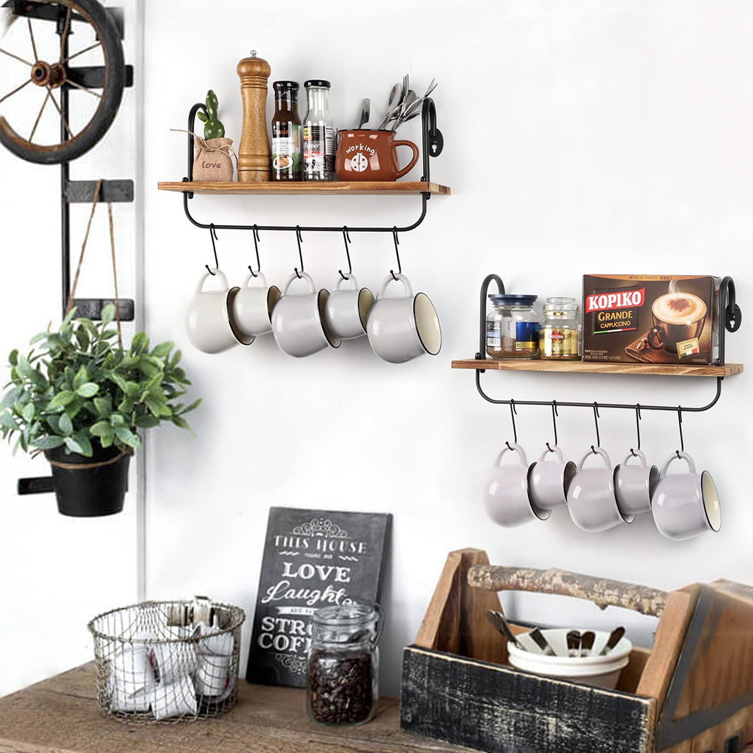 17 Stories Ensemble de tablettes flottantes pour la cuisine, la salle ...