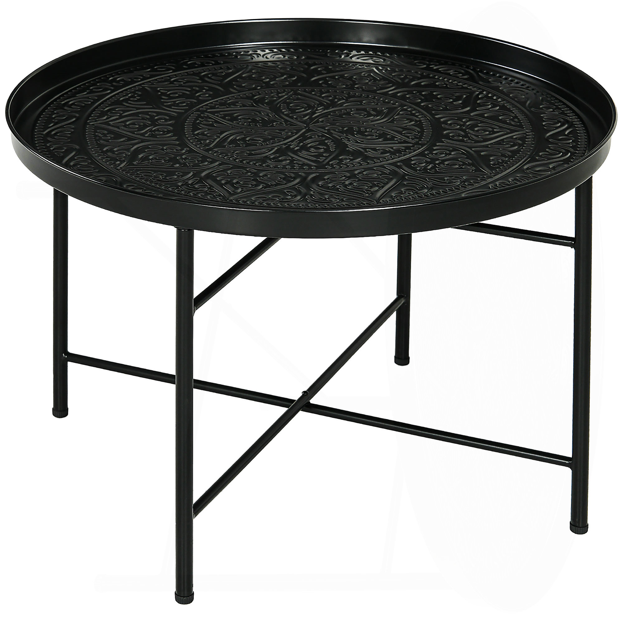 Charlton Home® 24" Round Coffee Table With Hammered Tray Top | Wayfair