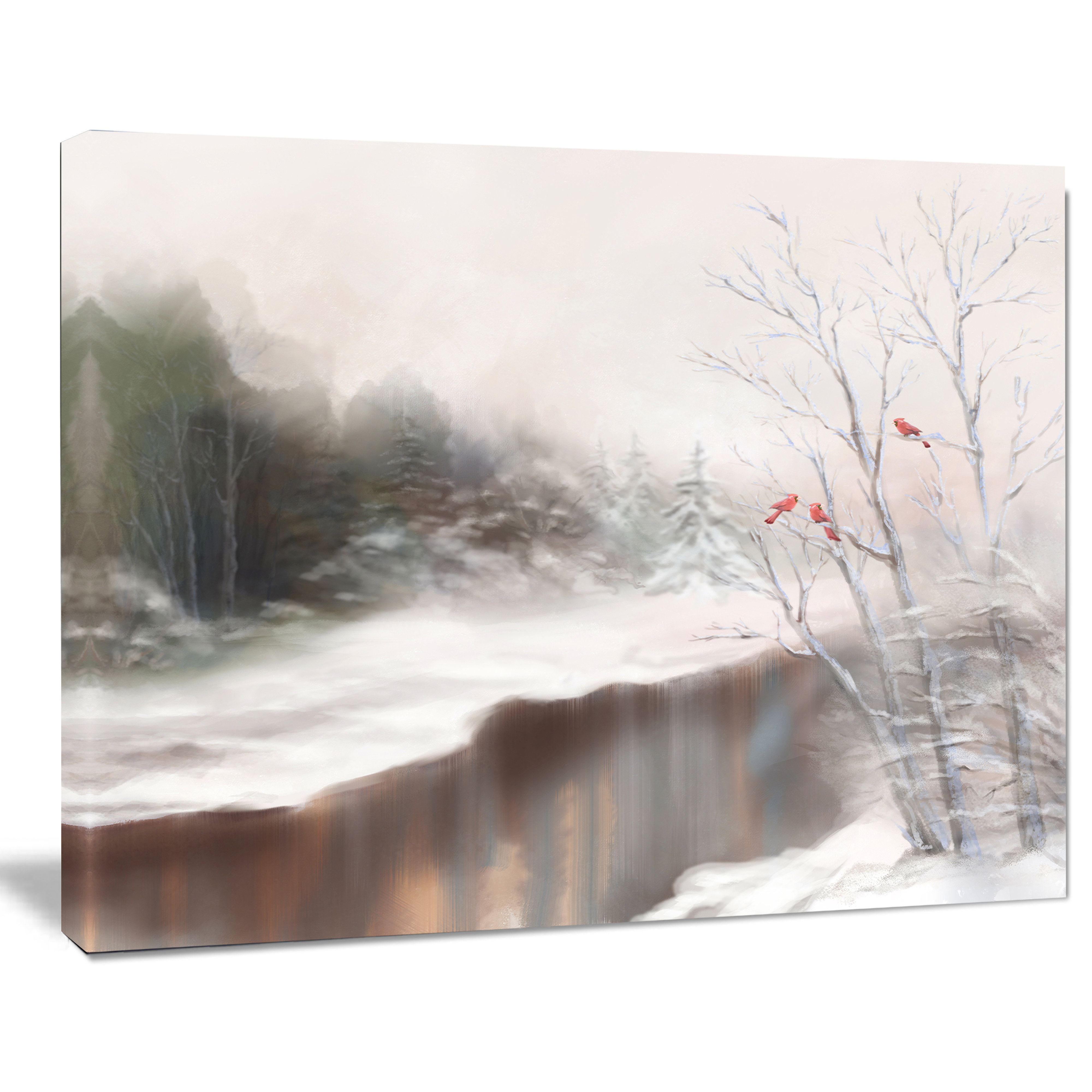 Design Art Snowy Silence - Landscape Art Print Canvas | Wayfair