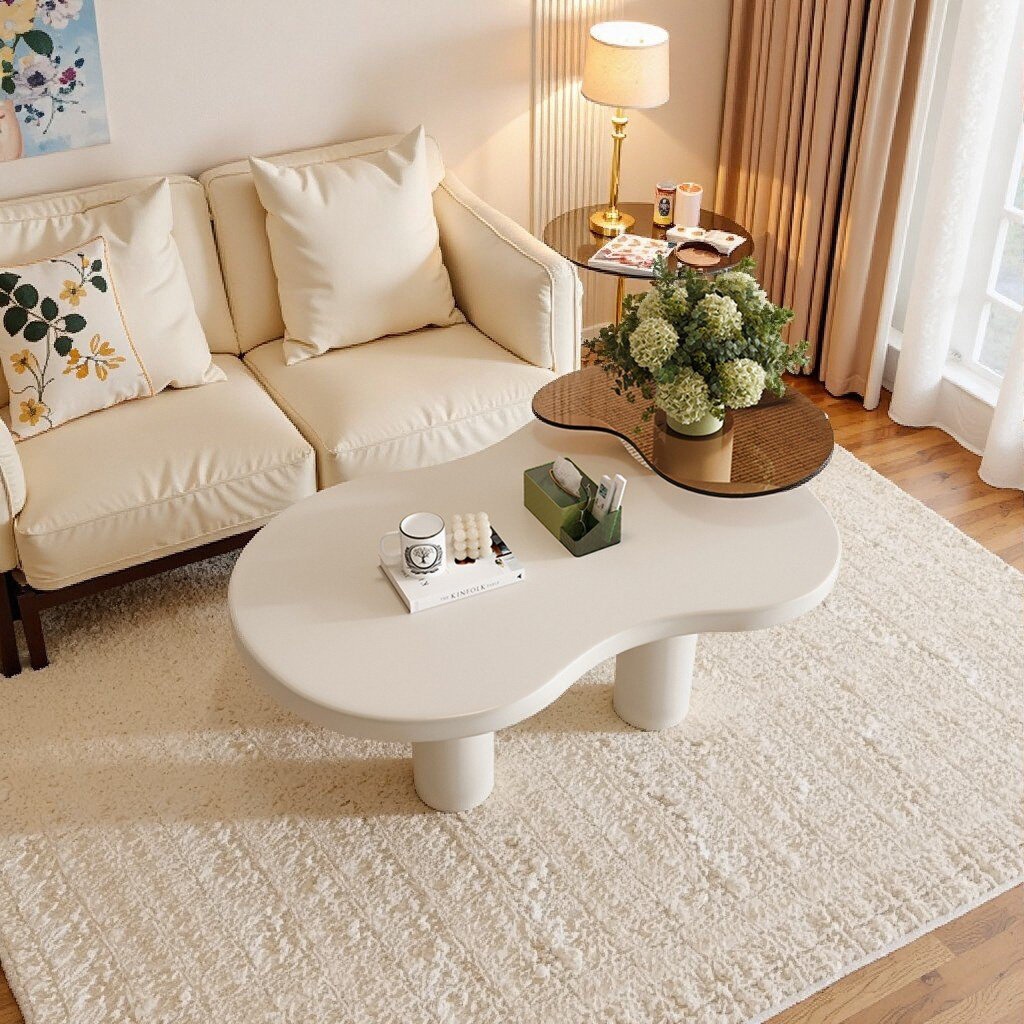 Latitude Run® Modern Cream White Nesting Coffee Tables Set of 2 ...