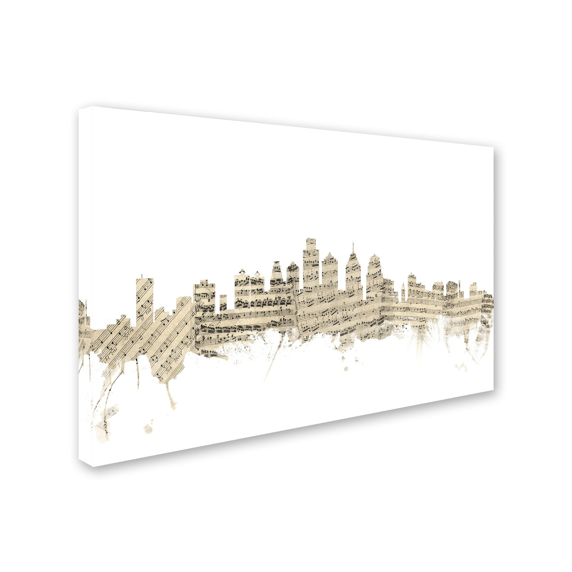 Trademark Fine Art 'Philadelphia Skyline Sheet Music' Graphic Art on ...