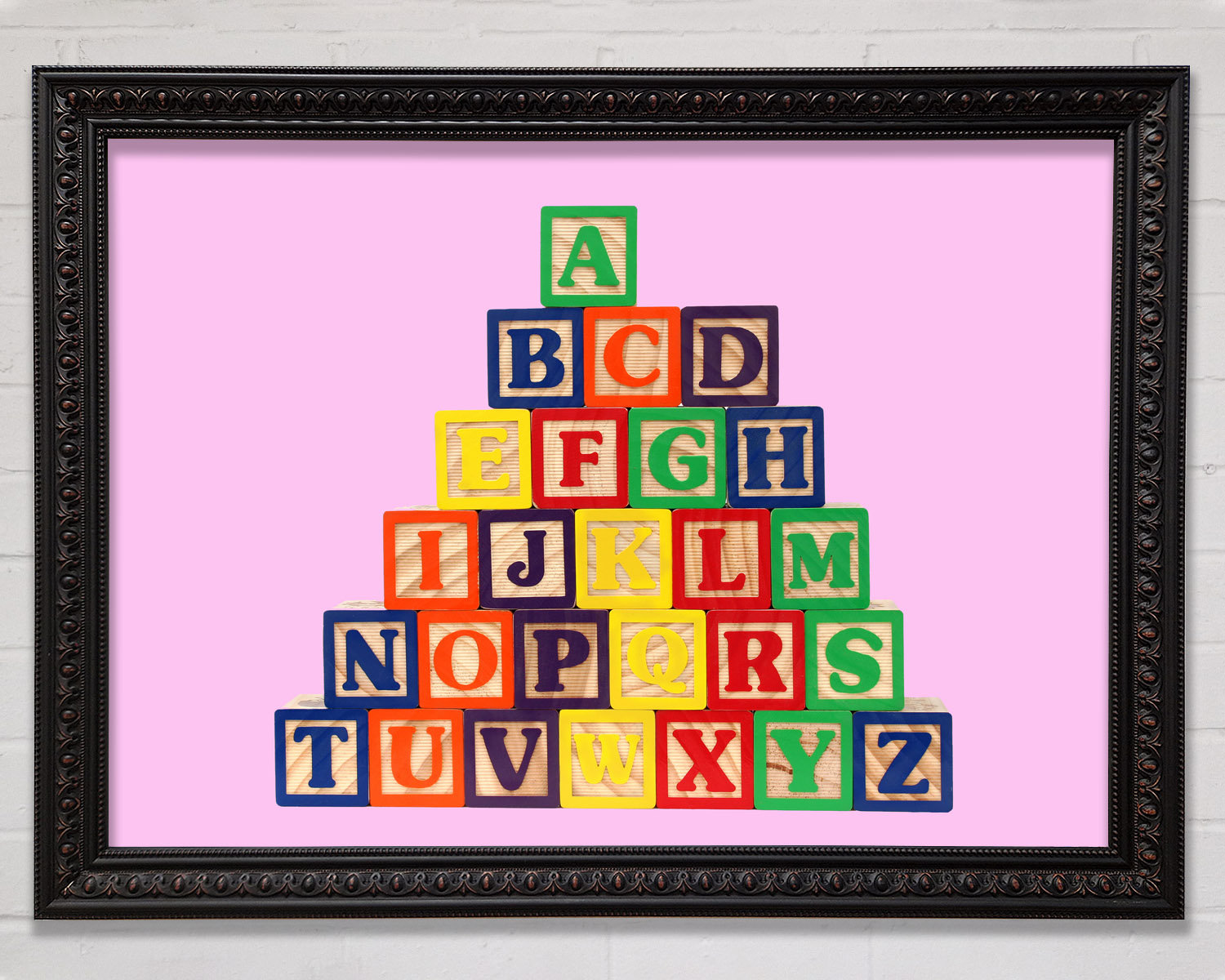 Latitude Run Alphabet Blocks Pink - Picture Frame Graphic Art on Canvas ...