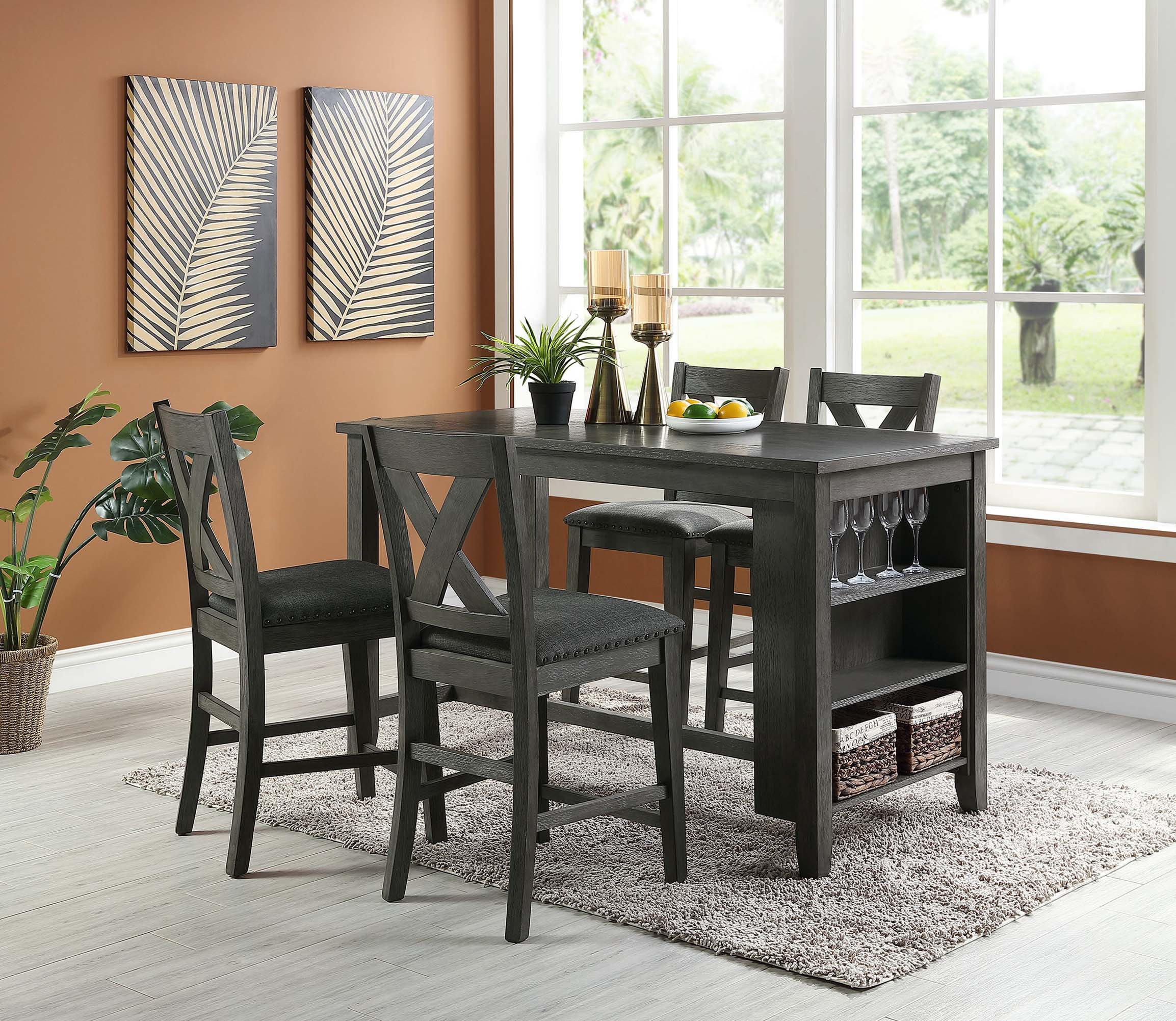 Rosalind Wheeler Modern Contemporary 5Pc Counter Height High Dining ...