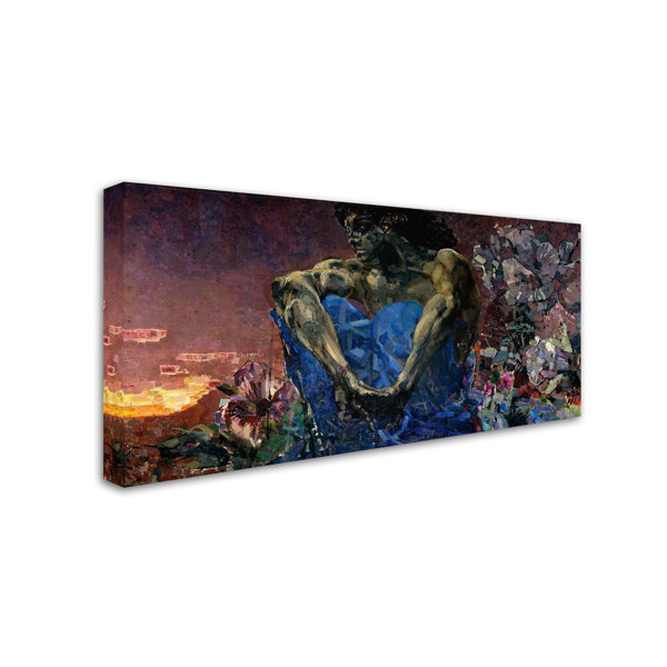 Trademark Art " A Sitting Demon " by Mikhail Vrubel on Canvas | Wayfair