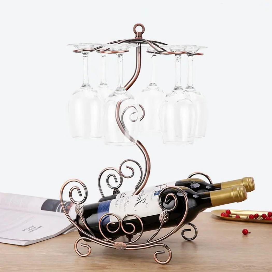 Winston Porter Wine Rack and Stemware Holder, Freestanding Wine Glass ...