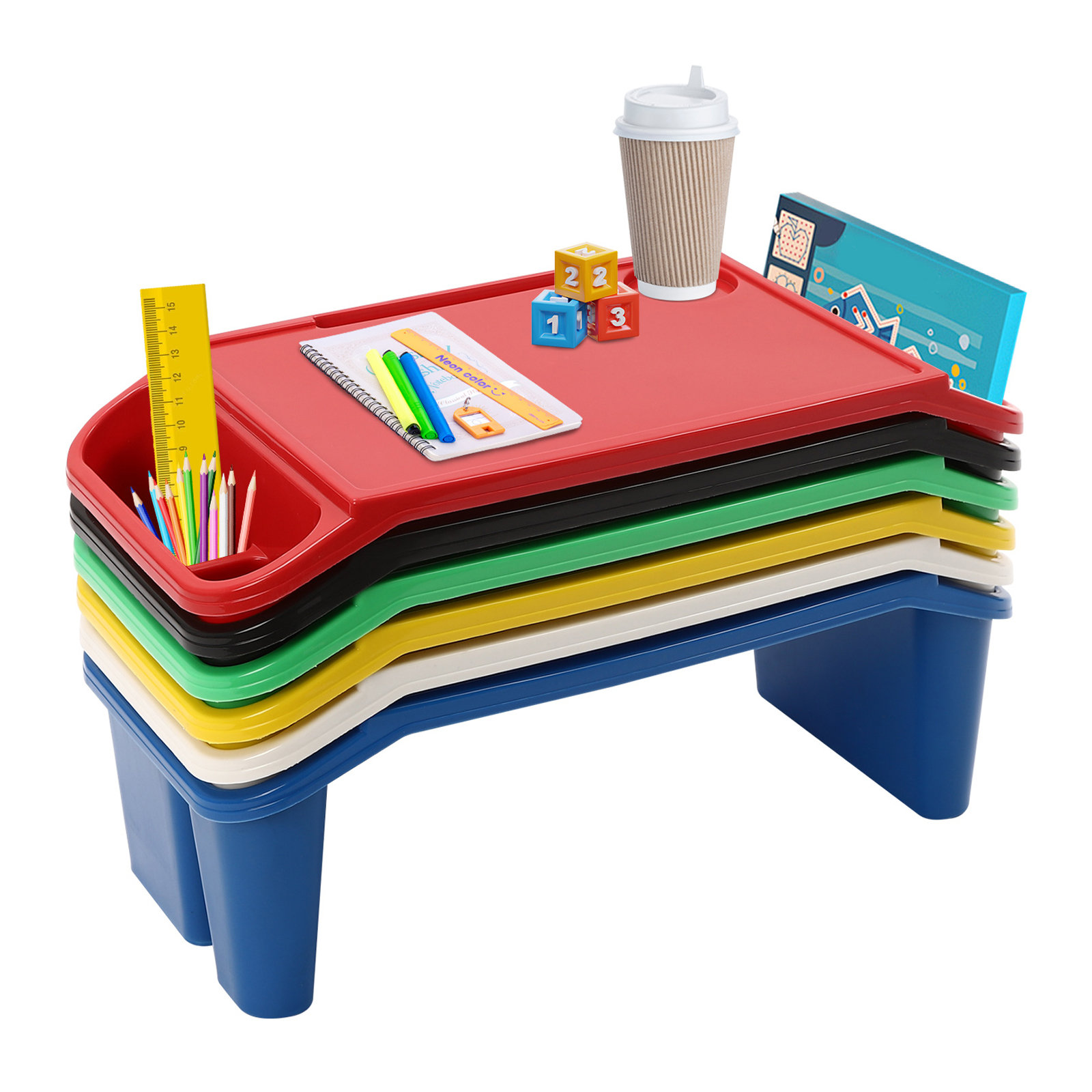 Ebern Designs 6 Pcs Kids Lap Desk Tray For Writing Eating Game ...