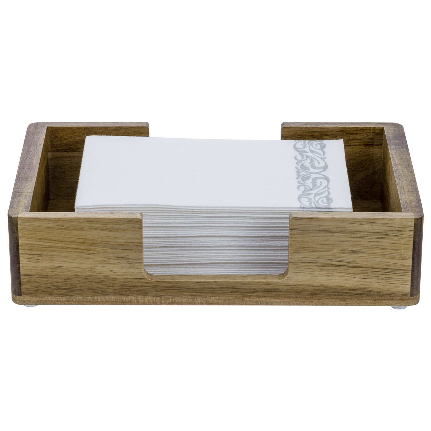 Gracie Oaks Acacia Wood Tabletop Folded Paper Storage Towel Tray | Wayfair
