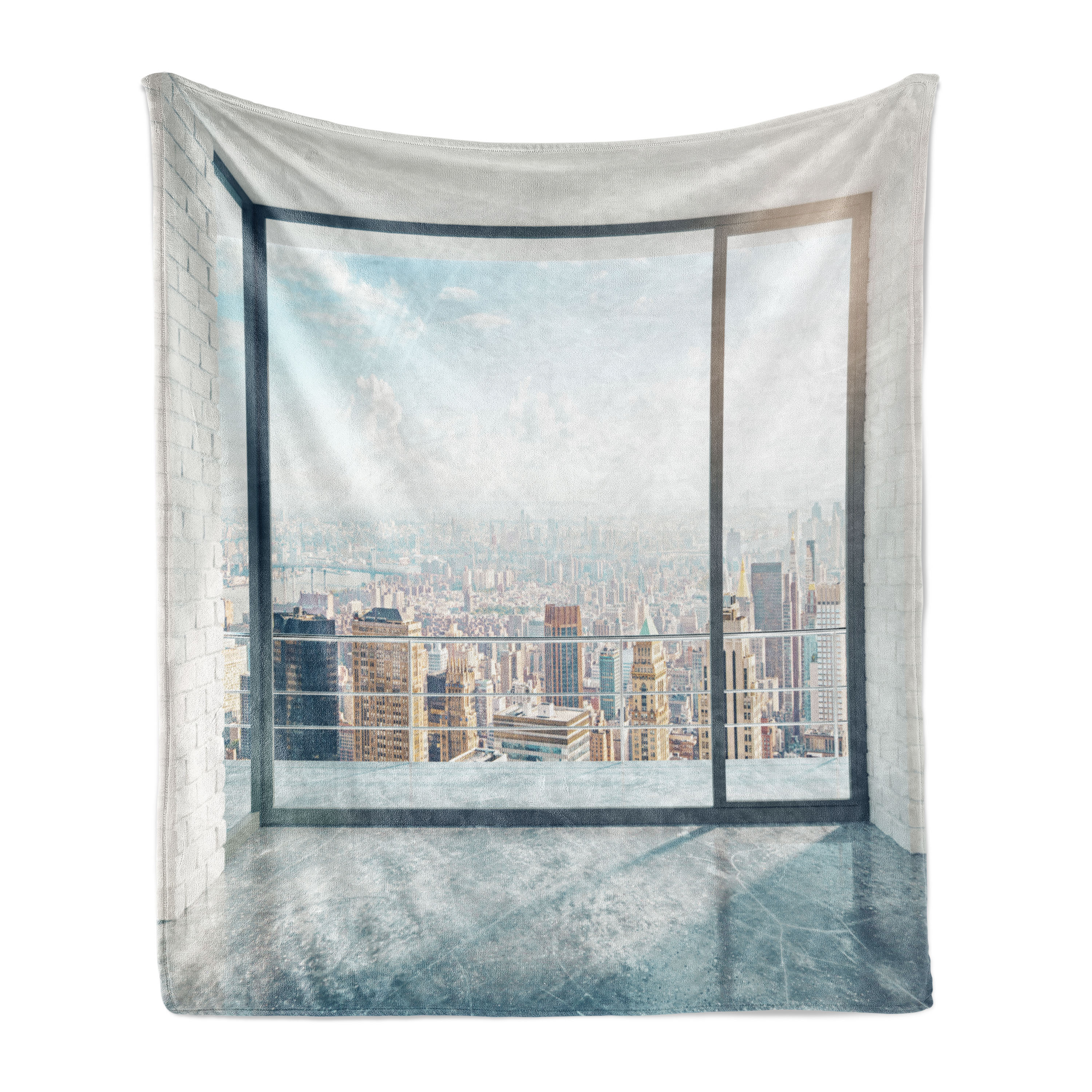 Ambesonne Landscape Fleece Throw Blanket Empty Loft Cityscape Pale Grey ...