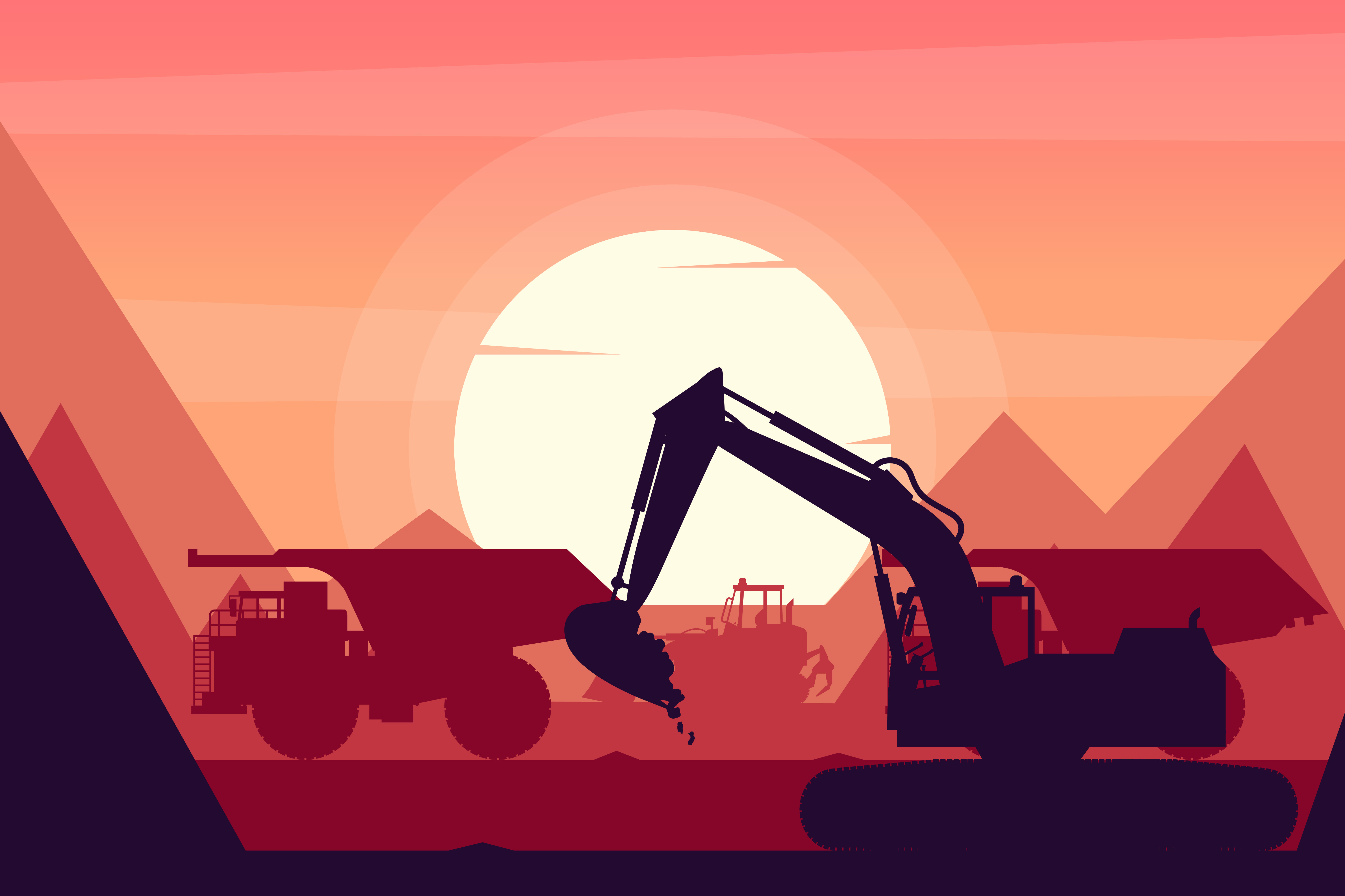 Corrigan Studio® Finnlee Mining Truck With Sunset Background by Edgar ...
