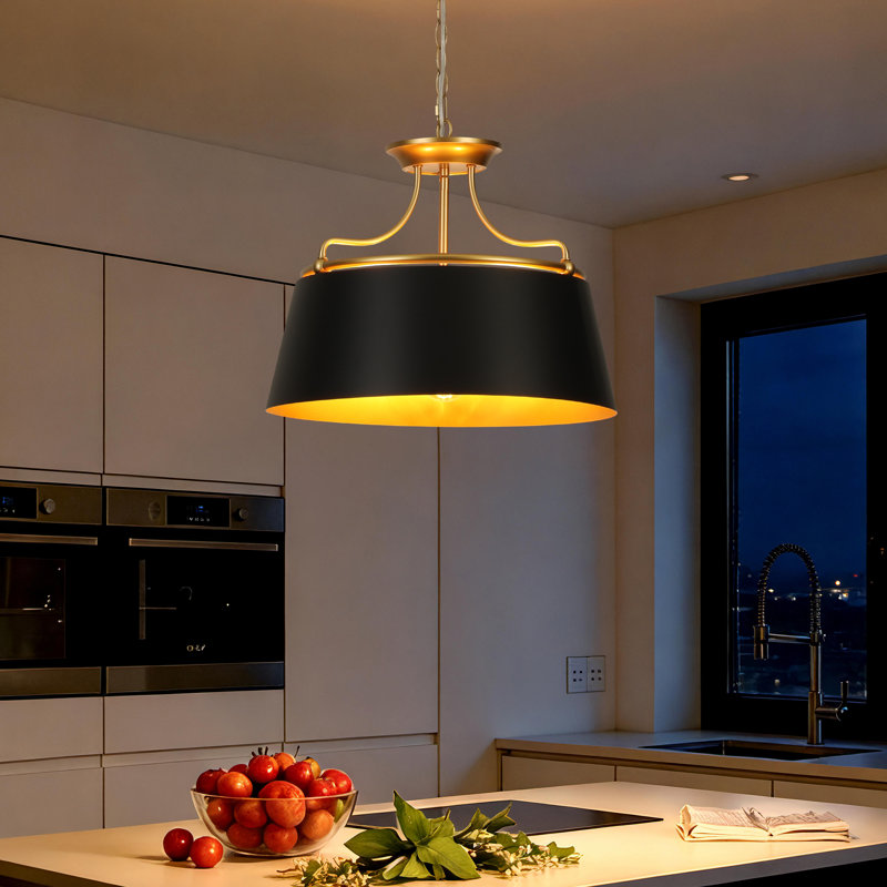 17 Stories Ether 3-Light Adjustable Chain Chandelier With Black & Gold ...