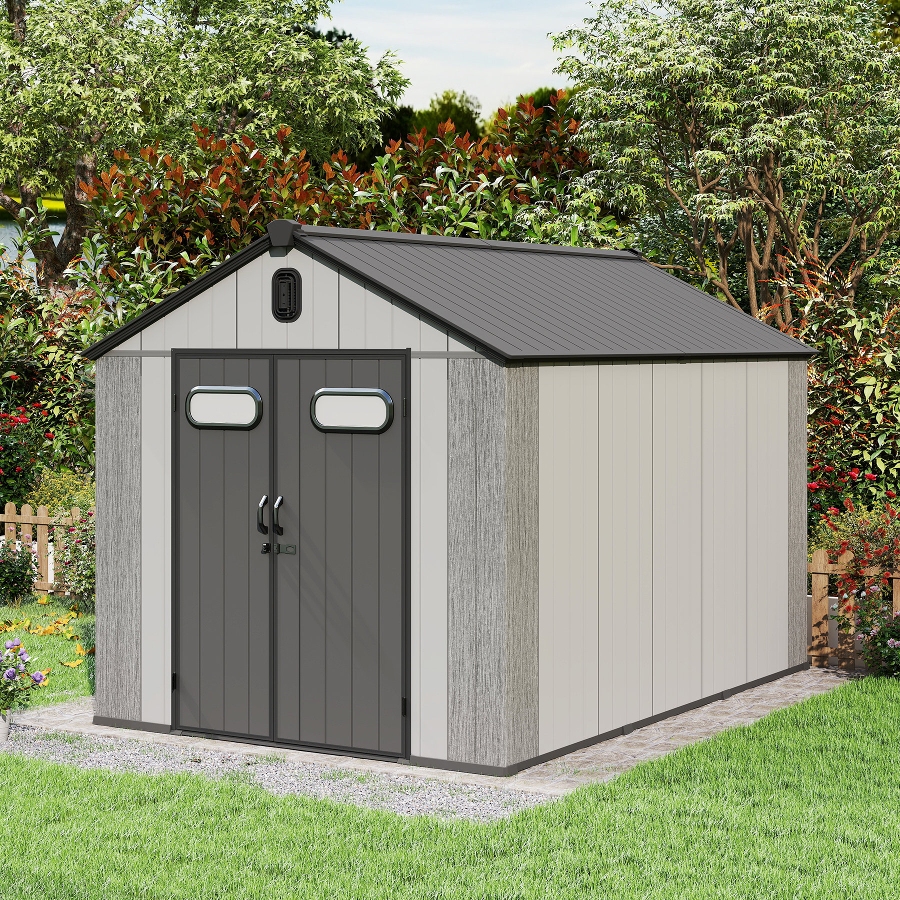Domi Louvered Plastic Portable Outdoor Storage Shed | Wayfair