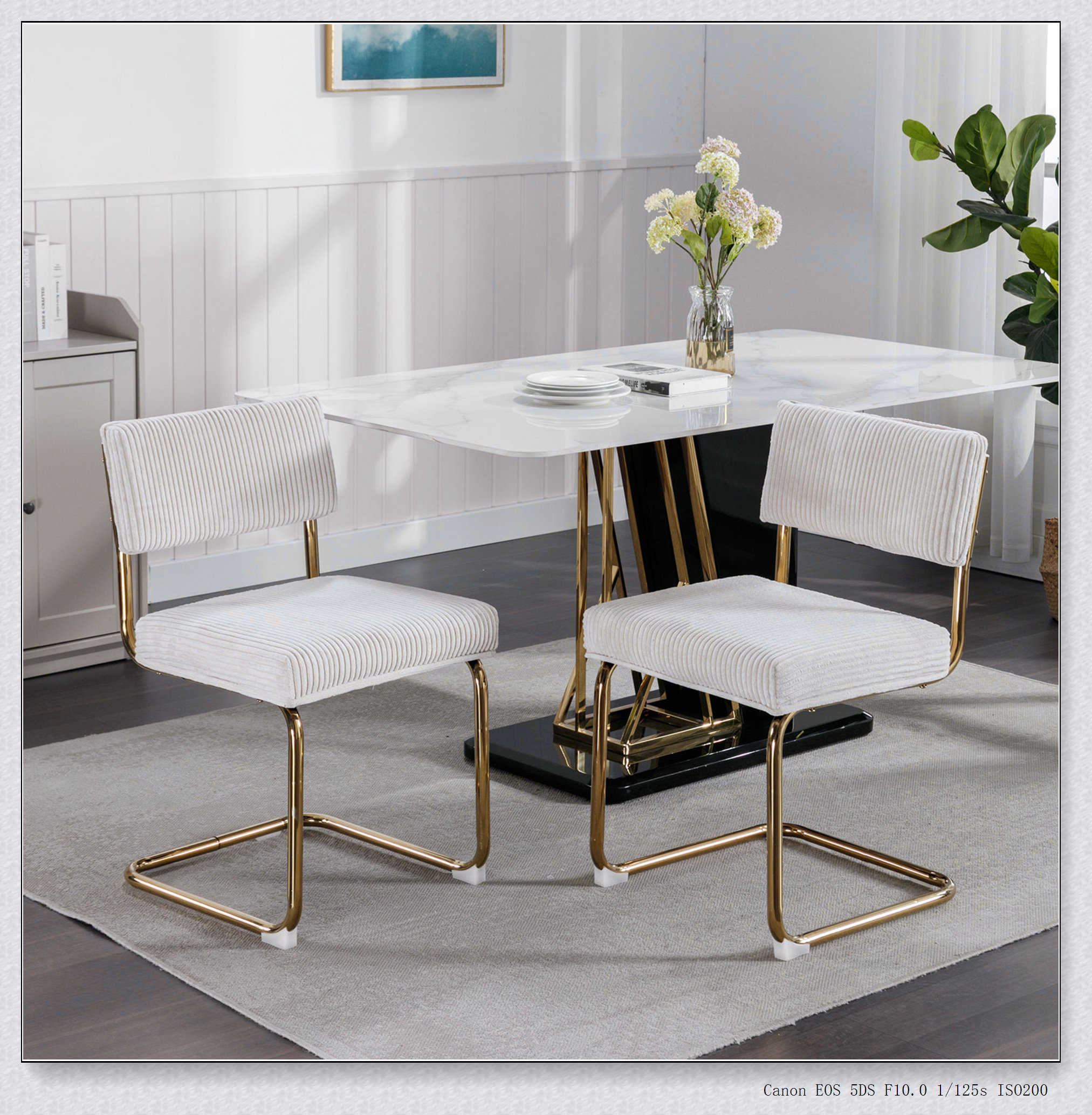 Mercer41 Dining Chairs with Artificial Rabbit Hair, Accent Kitchen ...
