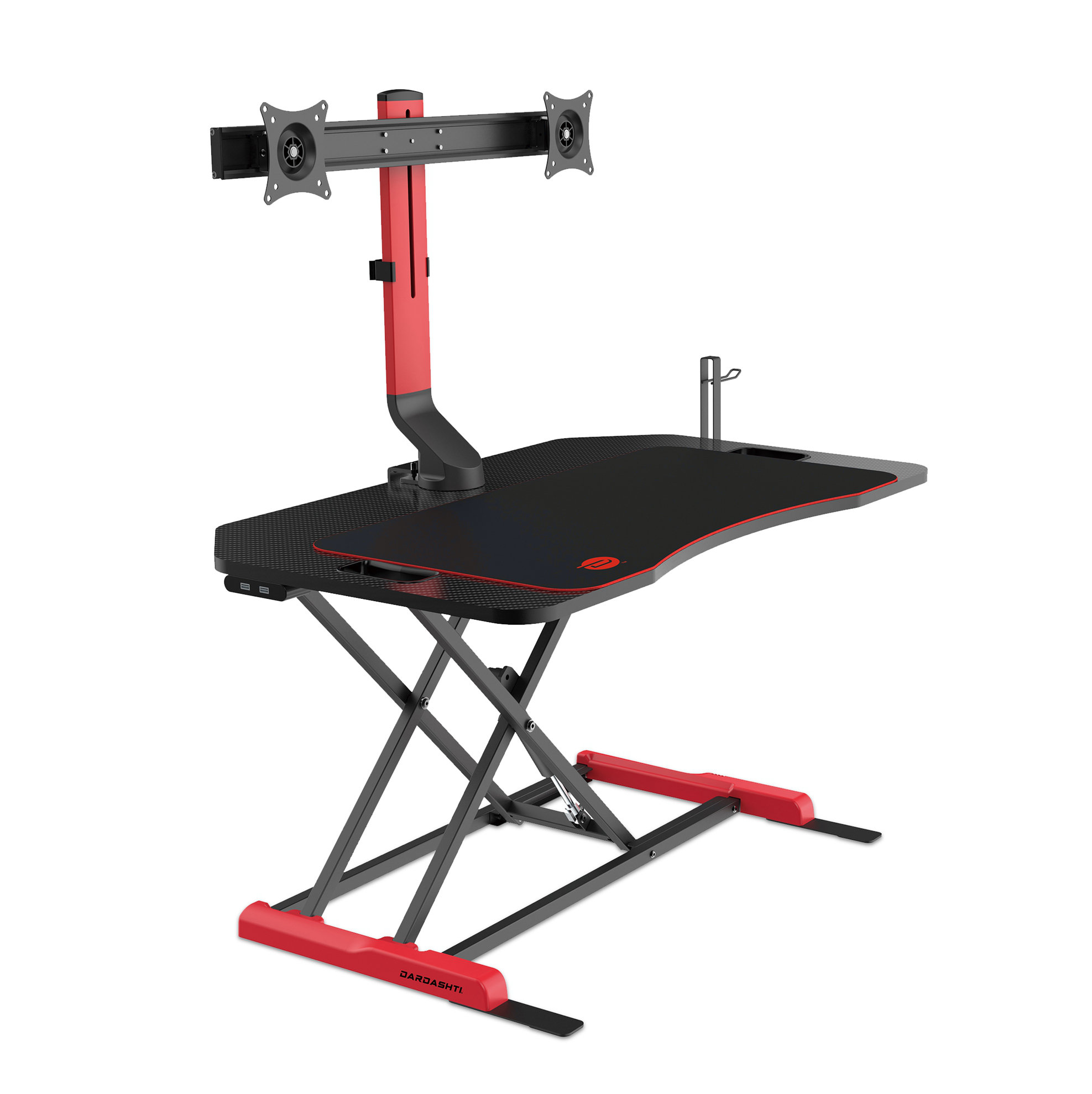Inbox Zero Gaming Riser, Height Adjustable, Squeeze Handle, Headset ...