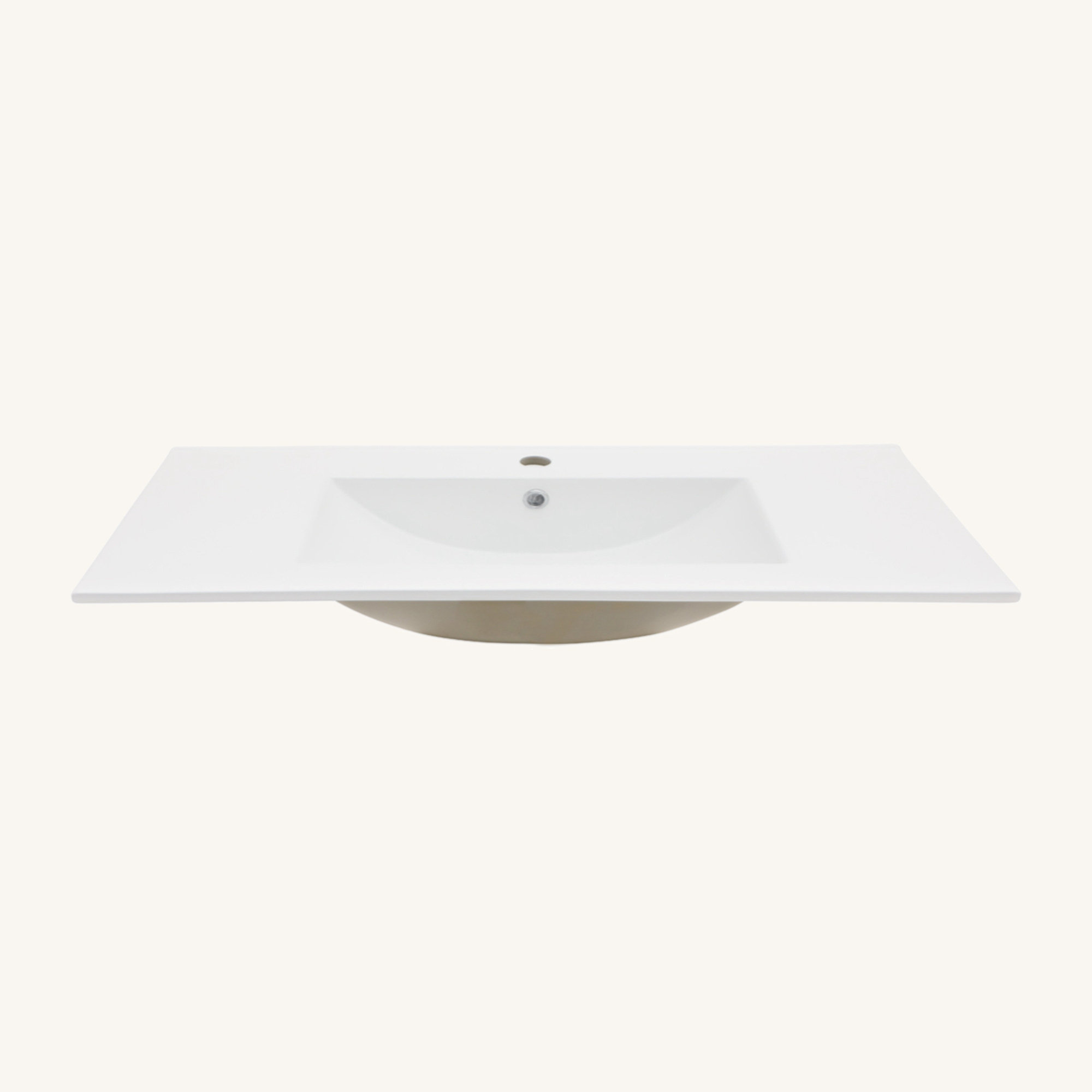 Tech Cube 36"X18" White Rectangular Single Vanity Top With 3 Faucet ...