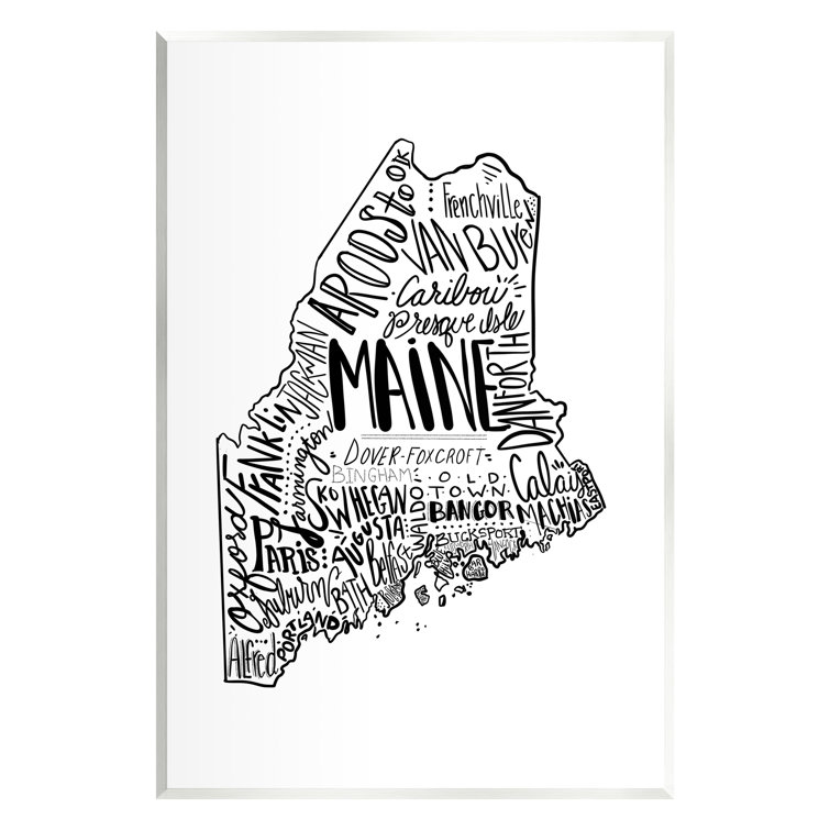 Stupell Industries " Maine State Shape US Cities Typography " by The ...