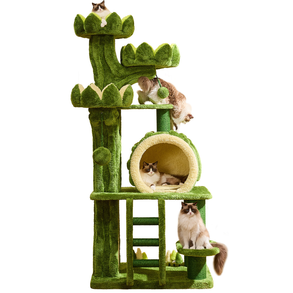 Zalap 80.3 Inch Tall Cat Tree for Maine Coon, Lotus Flower Cat Tower ...
