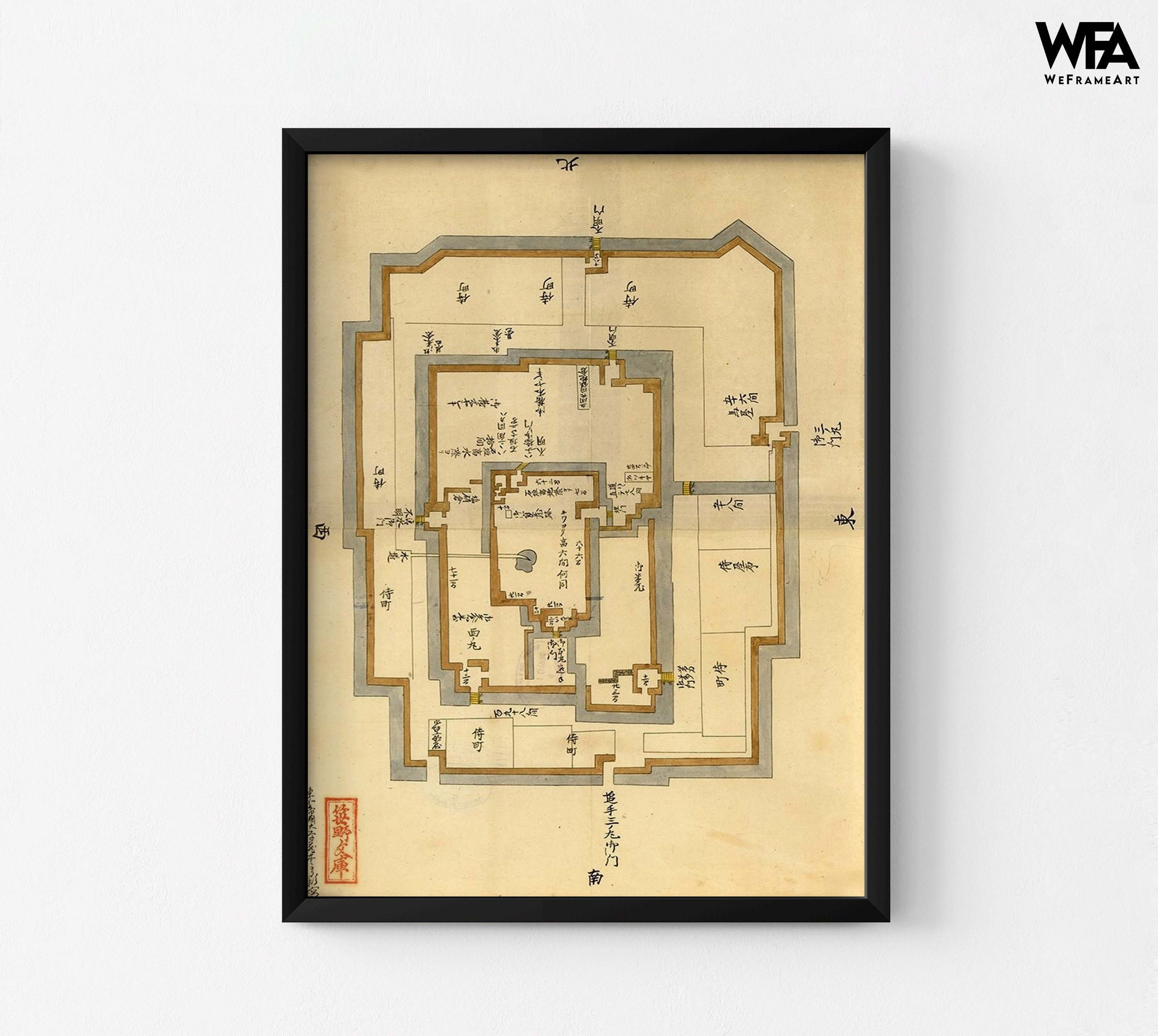 WeFrameArt Japanese Castle Plan, Antique Japanese Poster, Asian ...