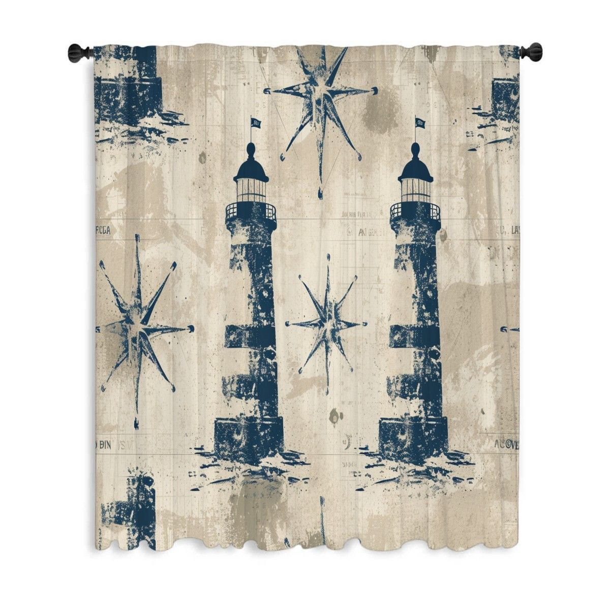 VisionDecor Lighthouses Window Curtains, Maritime Blockout & Sheer ...