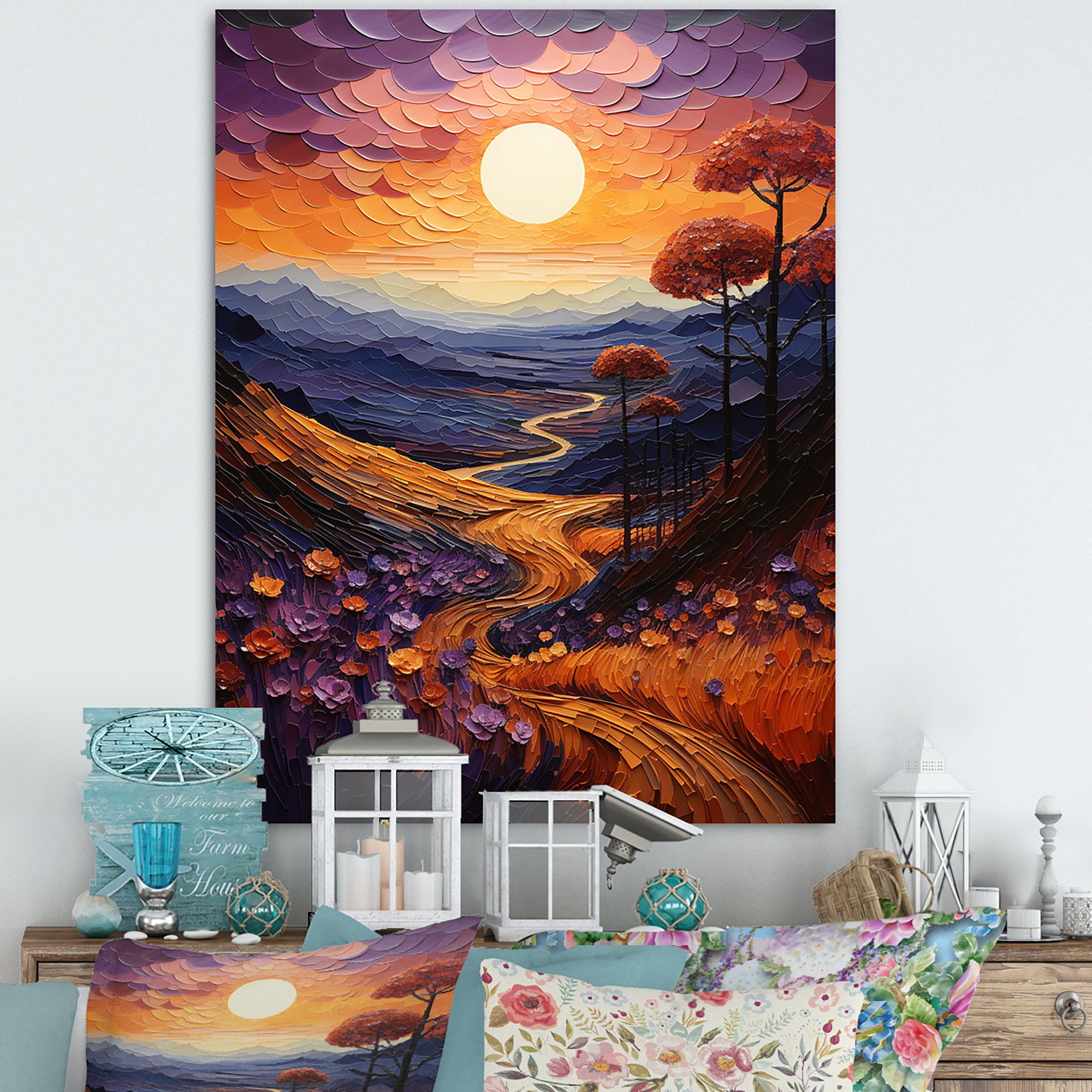 Millwood Pines Sunset Tangerine Twilight Patchwork III - Landscape ...