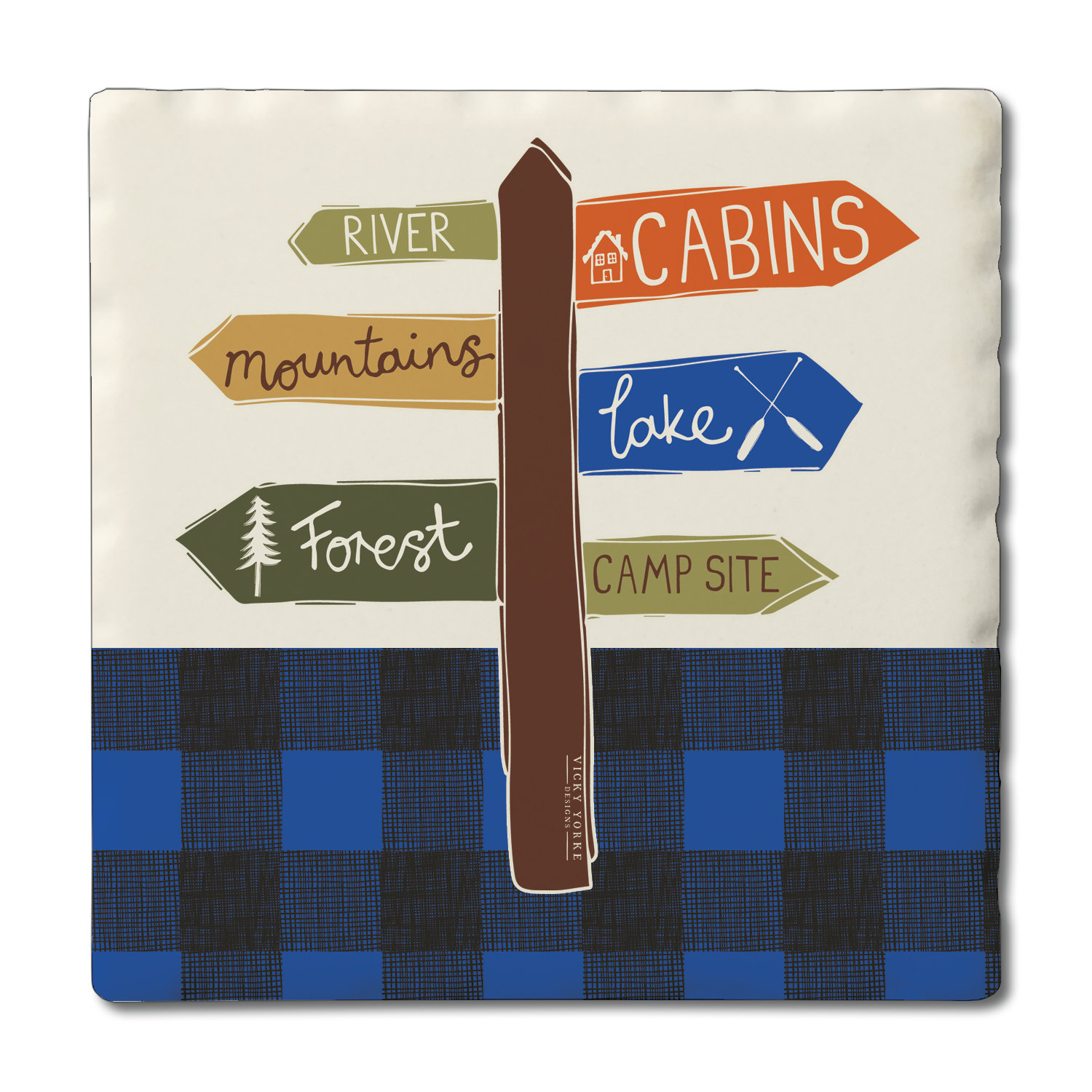 Trinx Lodge Directions Single Tumbled Tile Coaster | Wayfair