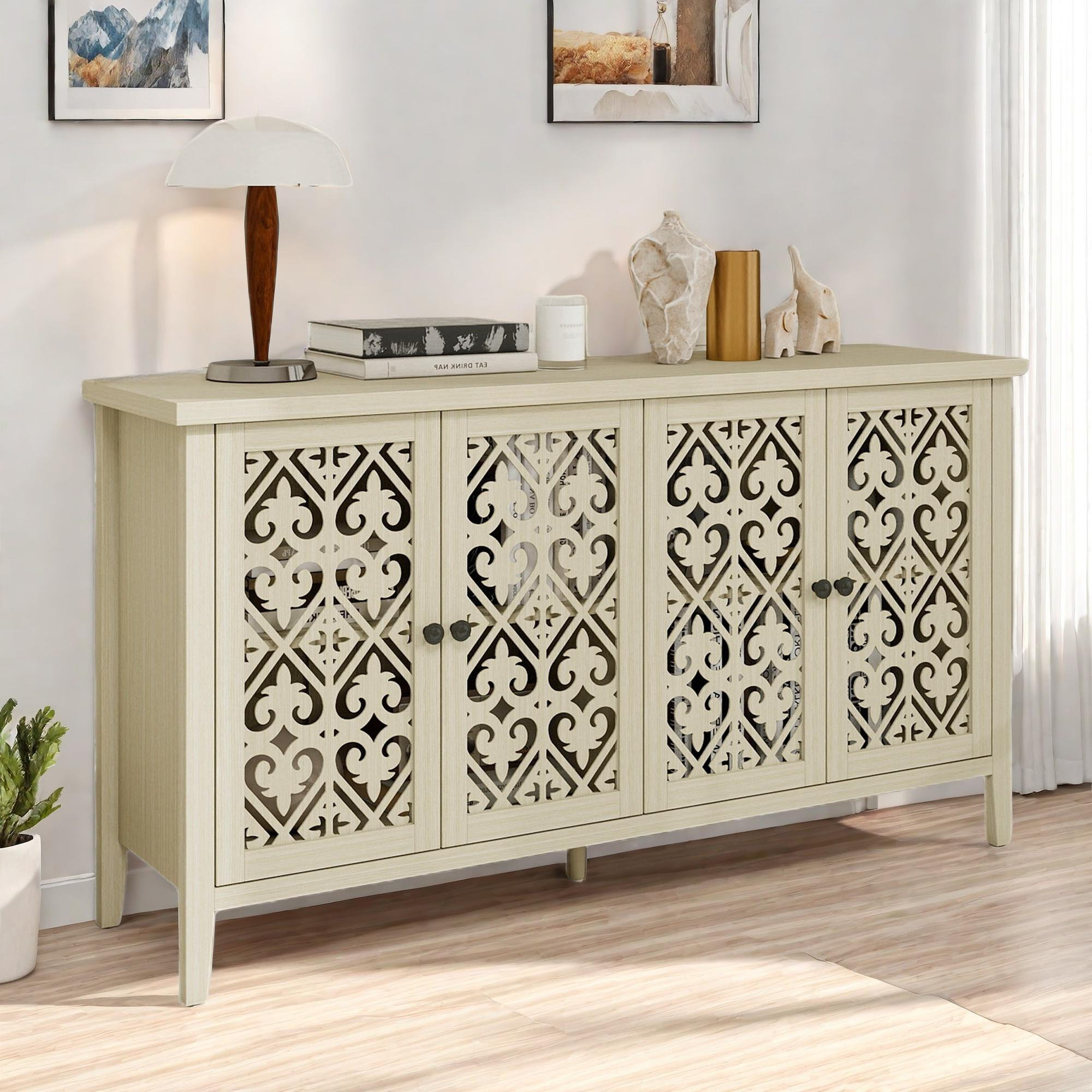 RADIANT DECOR Sideboard 4-door Sideboard With Adjustable Shelves ...
